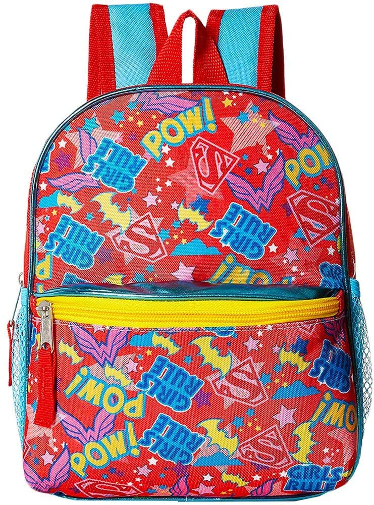 Super Hero Girls Toddler Preschool Backpack - Deluxe 11 Inch Superhero Mini Backpack Featuring Supergirl and Batgirl Logos