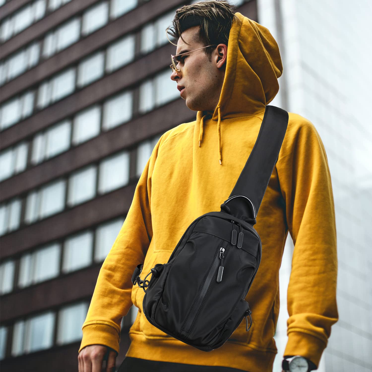 Qckarobe Small Crossbody Bag Men Sling Bag Women Shoulder Bag Mini Backpack One Strap Backpack Chest Bag Black Cycling Travel Gym Walk
