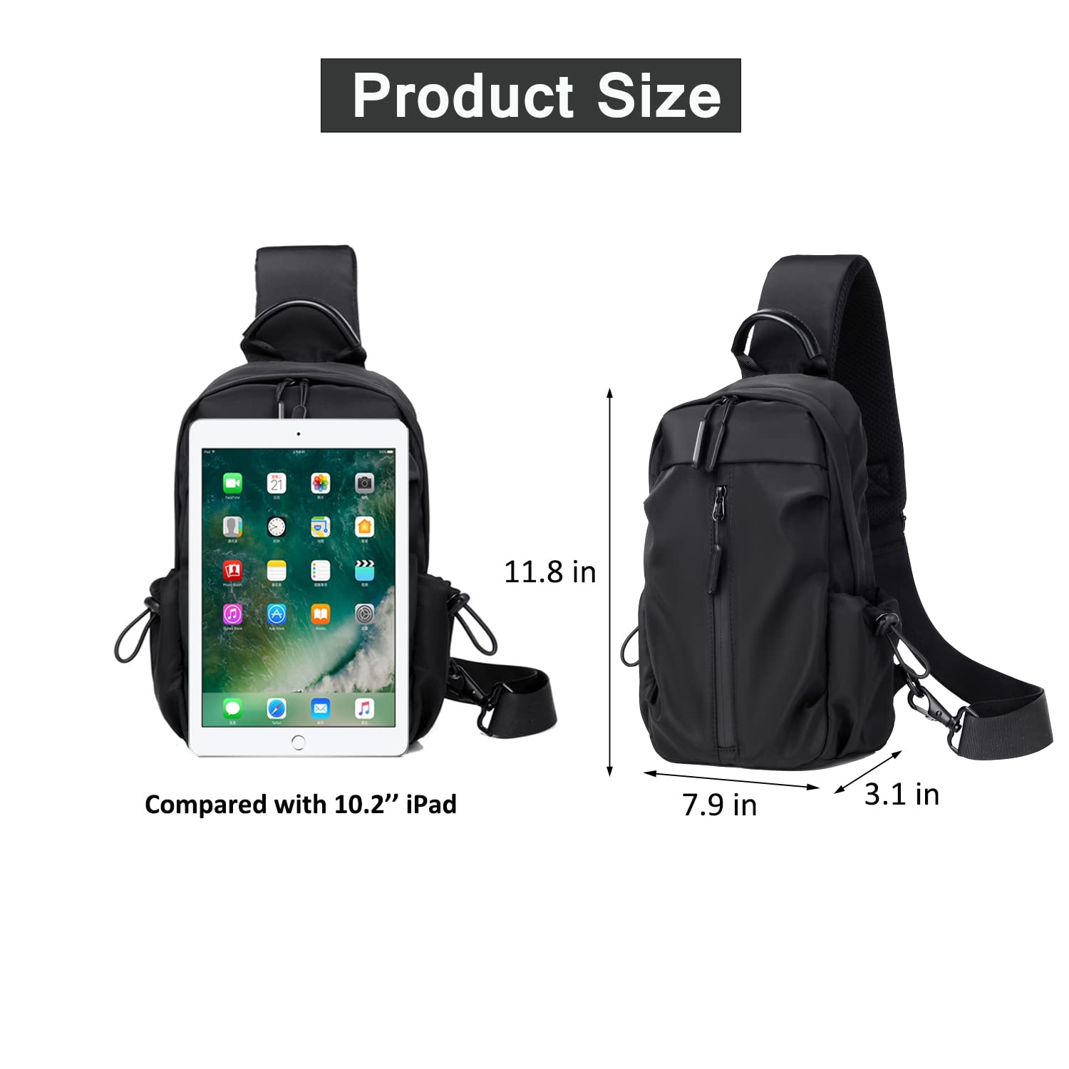 Qckarobe Small Crossbody Bag Men Sling Bag Women Shoulder Bag Mini Backpack One Strap Backpack Chest Bag Black Cycling Travel Gym Walk