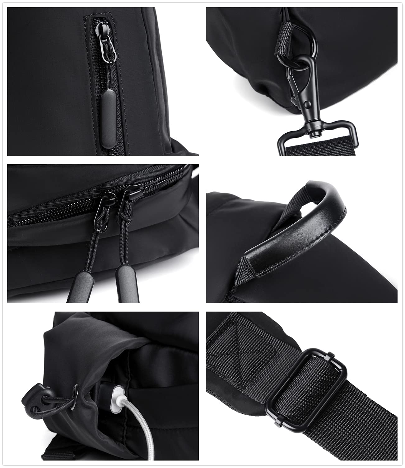 Qckarobe Small Crossbody Bag Men Sling Bag Women Shoulder Bag Mini Backpack One Strap Backpack Chest Bag Black Cycling Travel Gym Walk