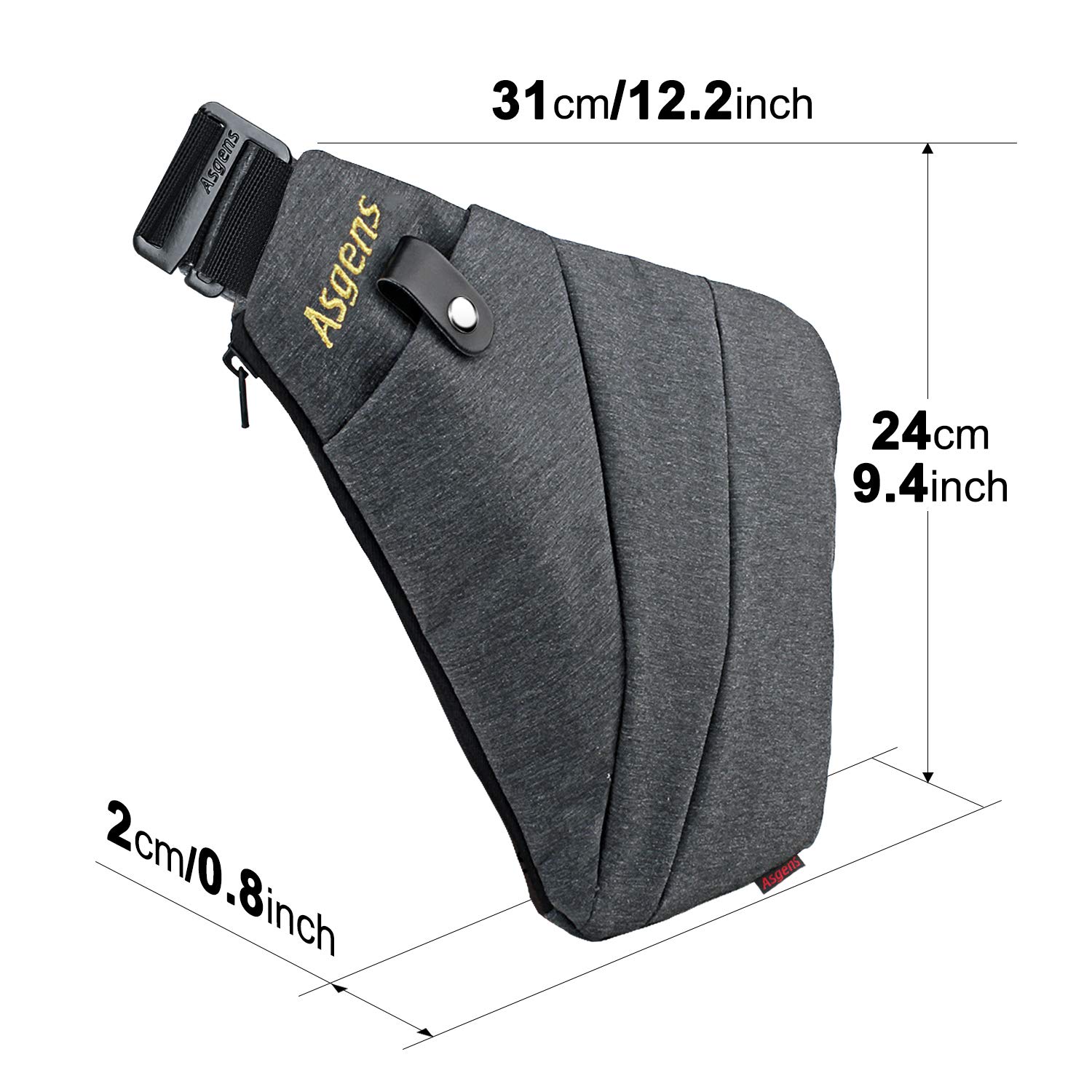 Asgens Multi-Purpose Anti-Thief Hidden Security Bag Underarm Shoulder Armpit Messenger Bag Sports Leisure Chest Bag Portable Backpack for Phone Money Passport Tactical Bag (Black/for Right Hand)