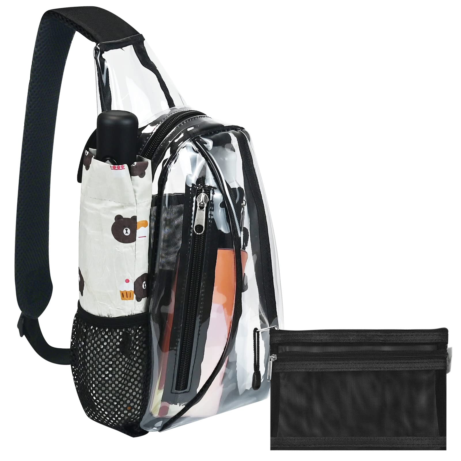 Clear Sling Bag, Stadium Approved Mini PVC Crossbody Shoulder Backpack, Transparent Casual Chest Daypack for Women & Men, Perfect for Hiking, Stadium or Concerts