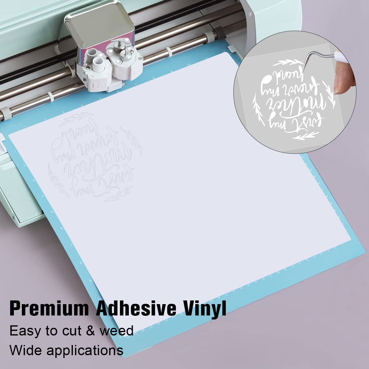 YRYM HT White Adhesive Vinyl Roll – Permanent Adhesive Vinyl Rolls – 12”x50FT White Vinyl Sheets for Cricut, Silhouette and Cameo Cutters