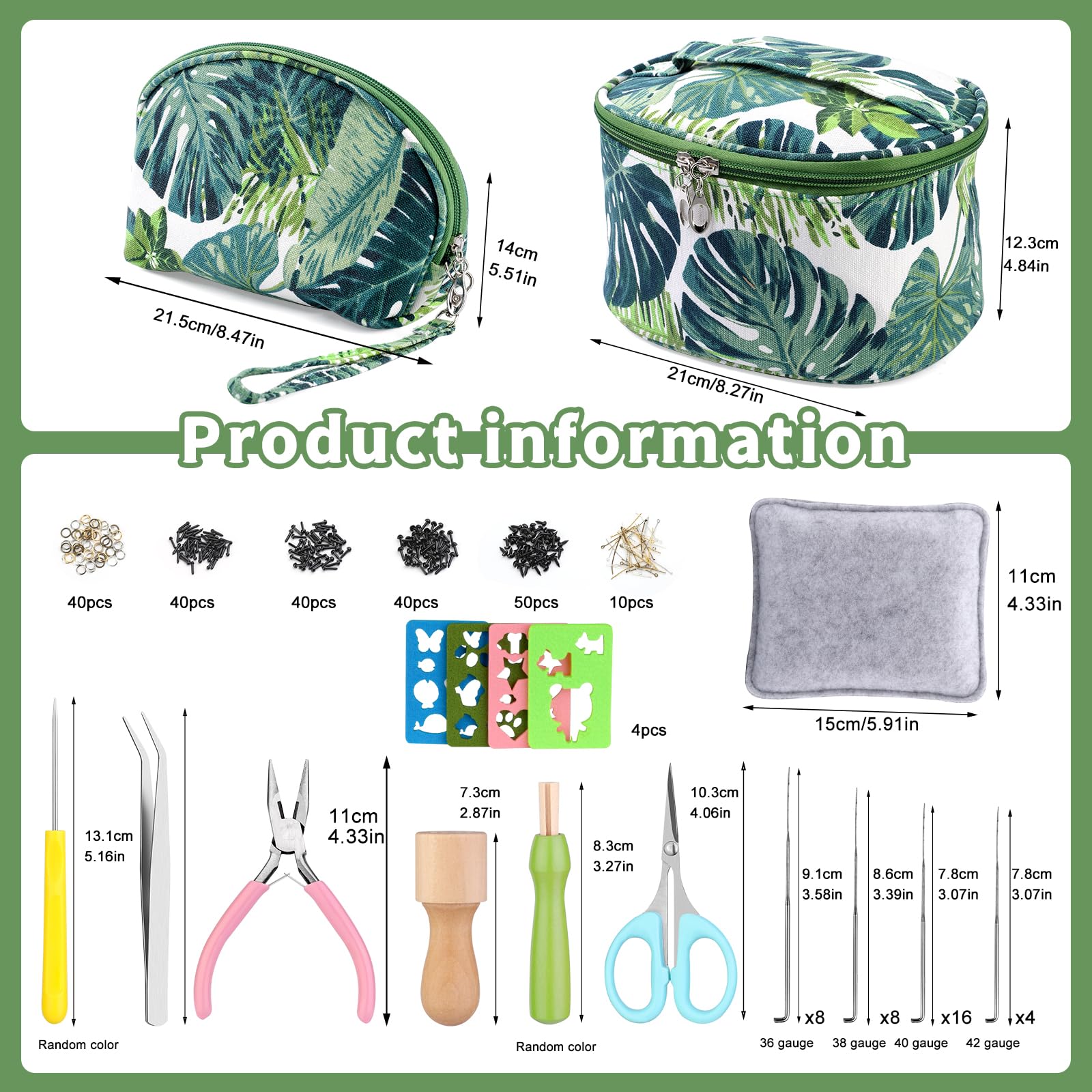 304PCS Needle Felting Kit with 2 Exquisite Storage Bags, Wool Roving 50 Colors Set, Needle Felting Starter Kit, Needle Wool Felting Tools Kit, Wool Felt Tools for Felted Animal Needle Felting Supplies