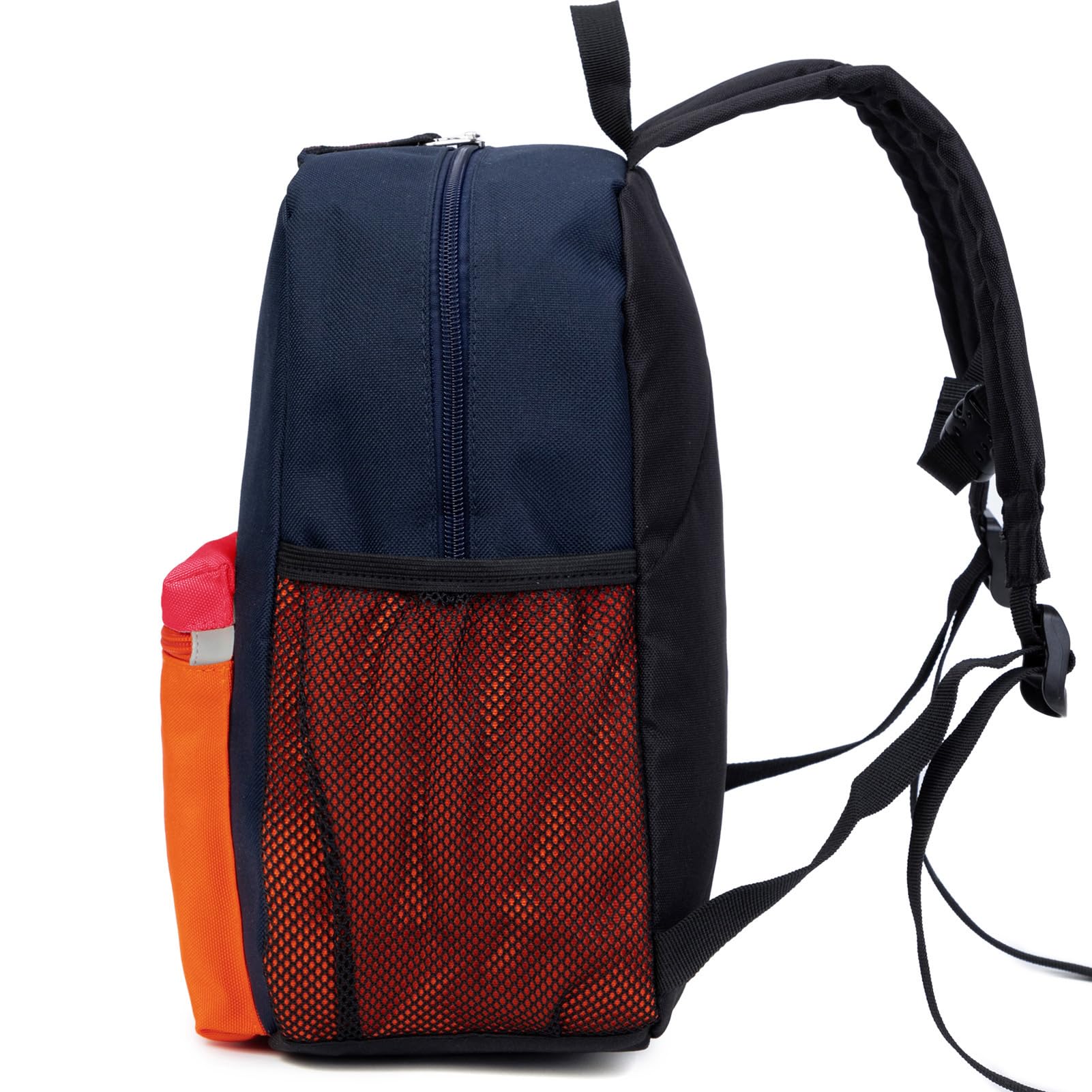 HawLander Preschool Kids Backpack 12 Inch, Toddler Backpacks for Boys with Chest Strap, Navy Orange