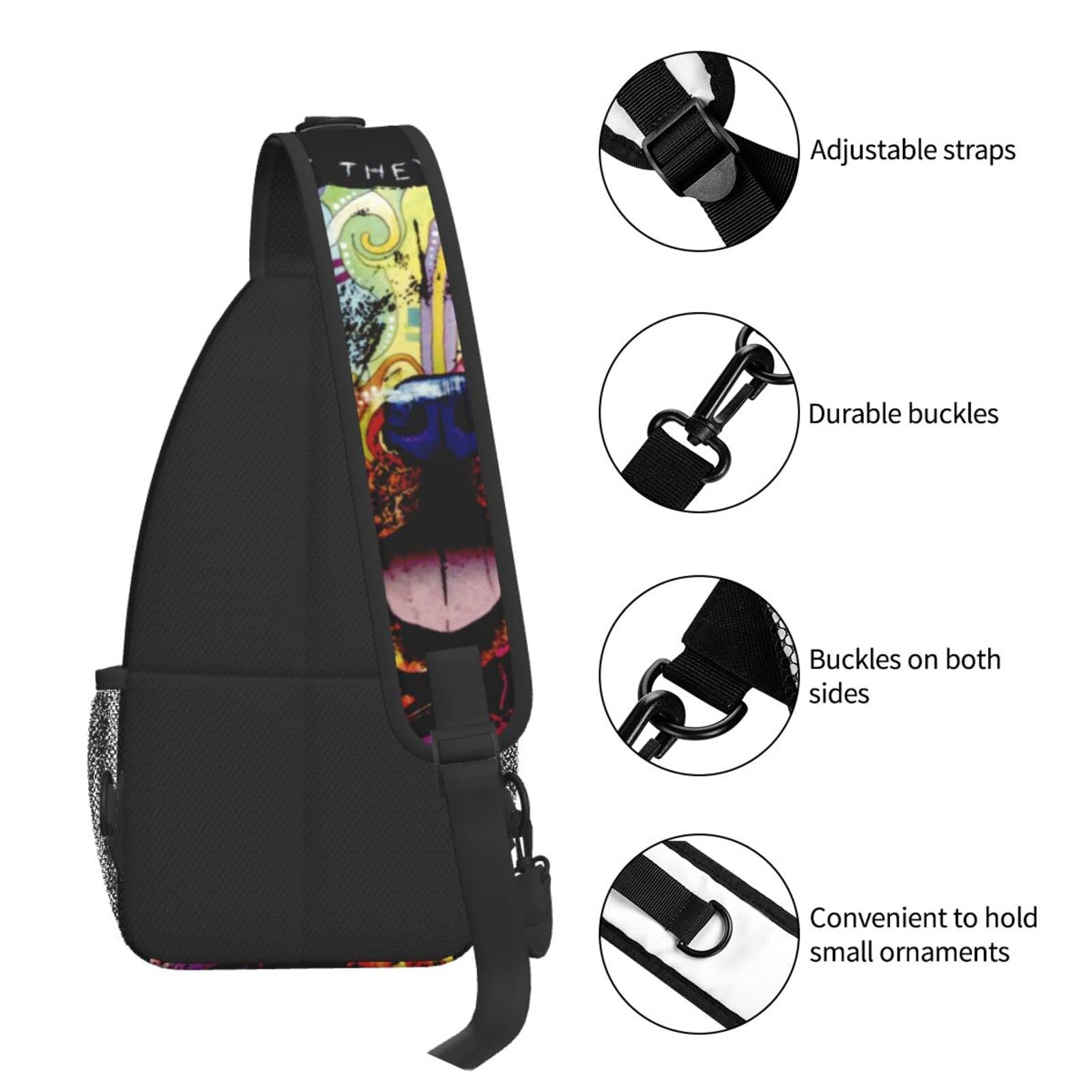 Hicyyu Pitbull Florecent Dog Outdoor Crossbody Shoulder Bag For Unisex Young Adult Hiking Sling Backpack