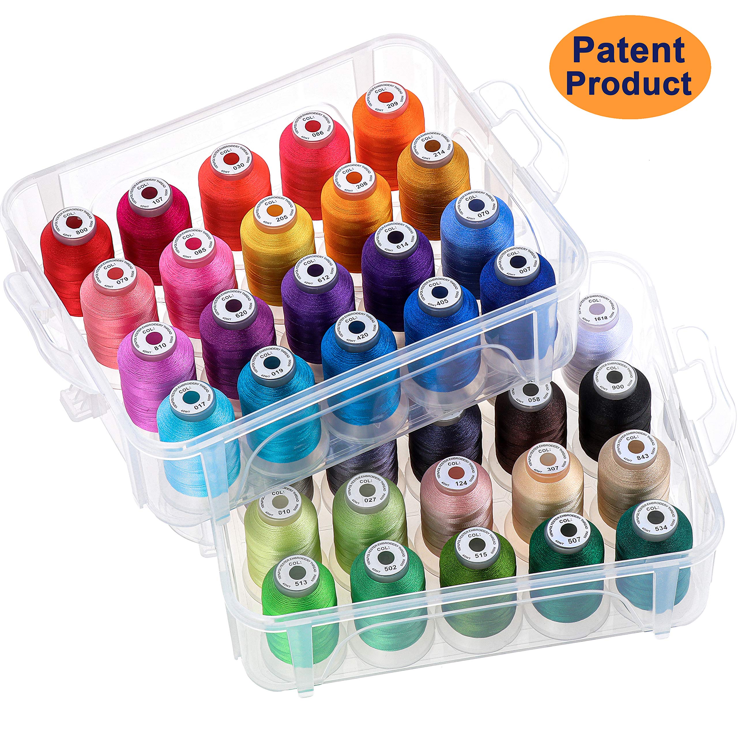 New brothread 40 Brother Colors 500m Each Embroidery Machine Thread with Clear Plastic Storage Box for Embroidery Sewing Machine