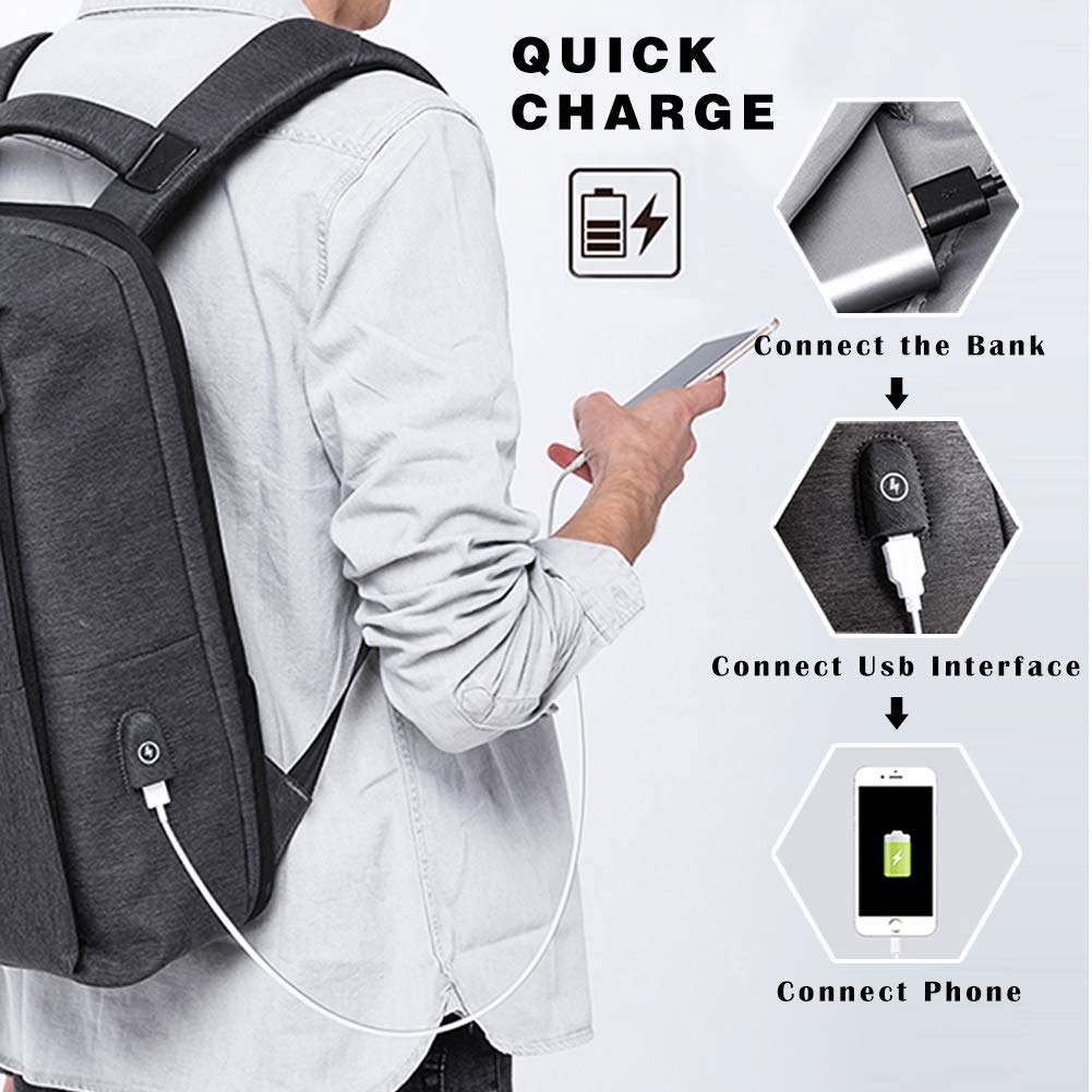 JUMO CYLY Anti-Theft 17inch Business Laptop Backpacks with USB, Water Resistant College School Backpack Fits 15.6 Inch Laptop