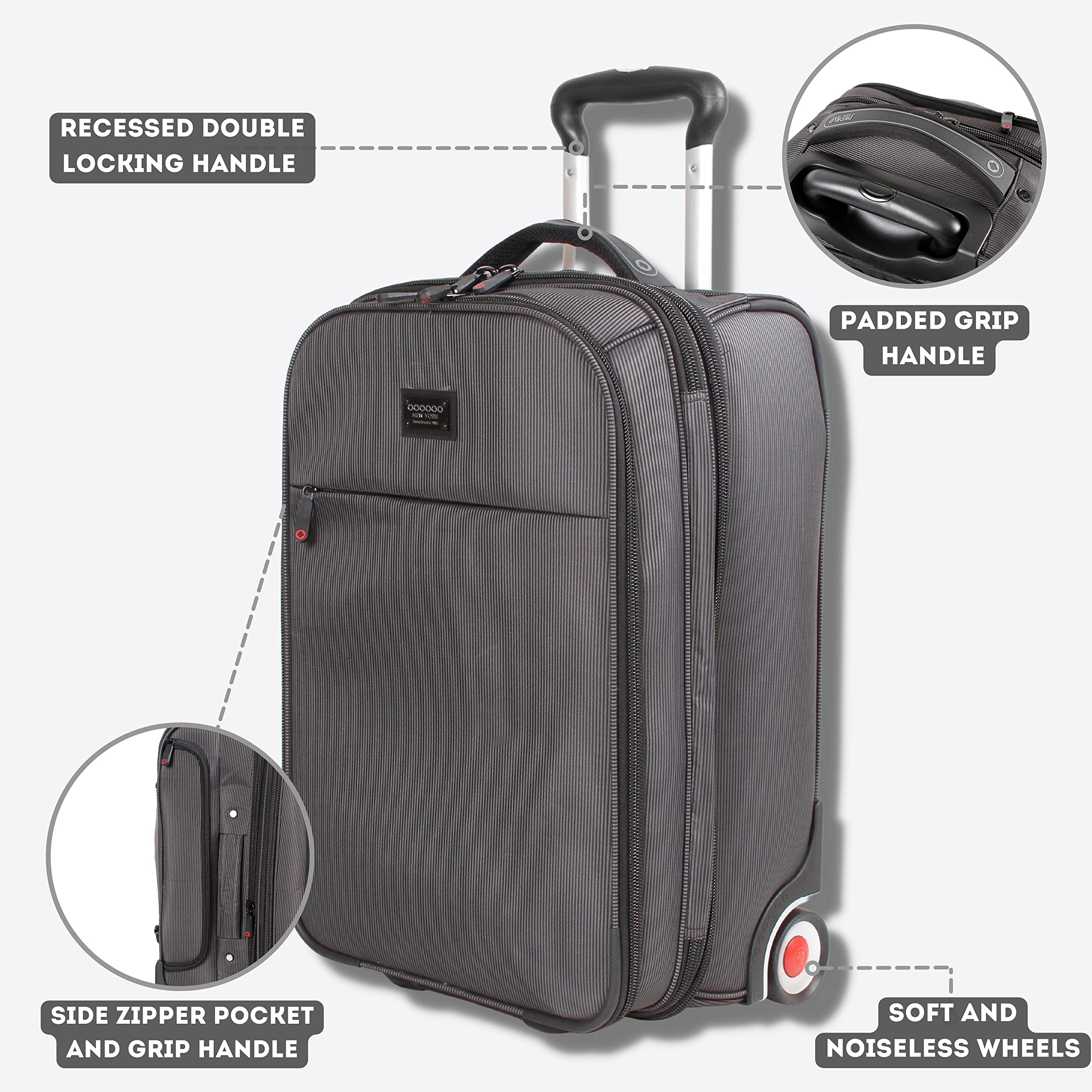 J World New York Ray Business Rolling Backpack, Black, 21.6 X 13.5 X 7.2 (H X W X D)