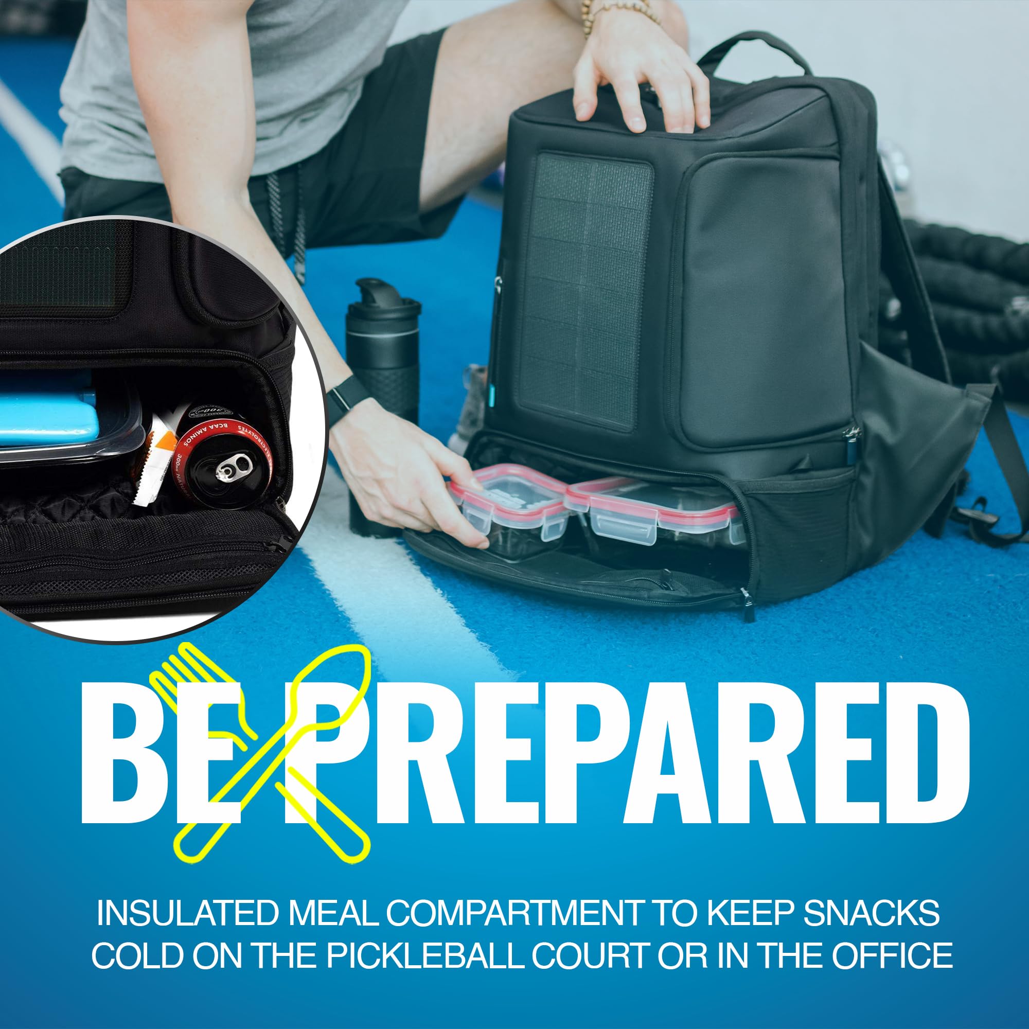 Multifunctional Solar Backpack with Power Bank, 40L Bag Designed for Fitness, Business, Travel and Casual Use, Black