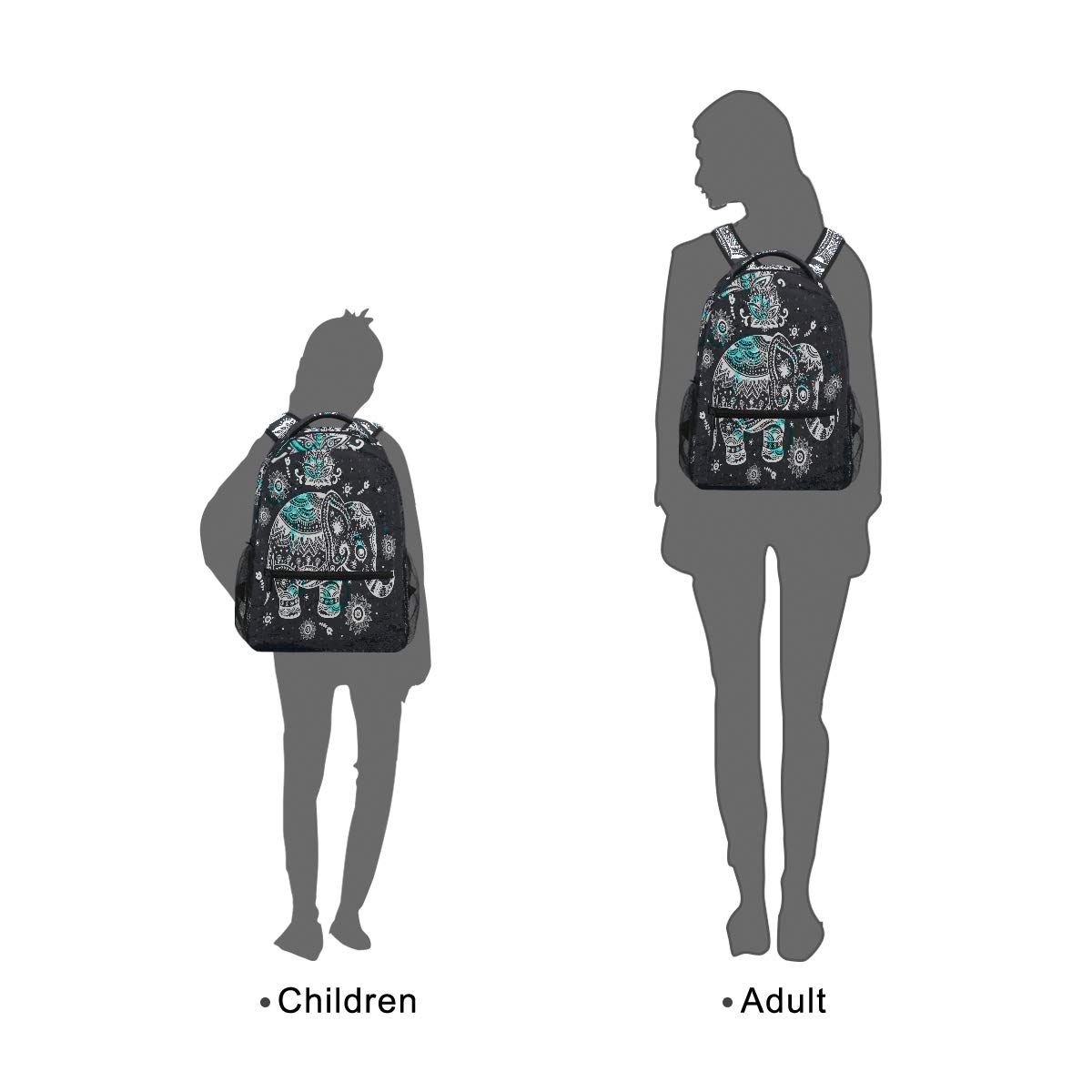 ZZKKO Indian Elephant Tribal Computer Backpacks Book Bag Travel Hiking Camping Daypack