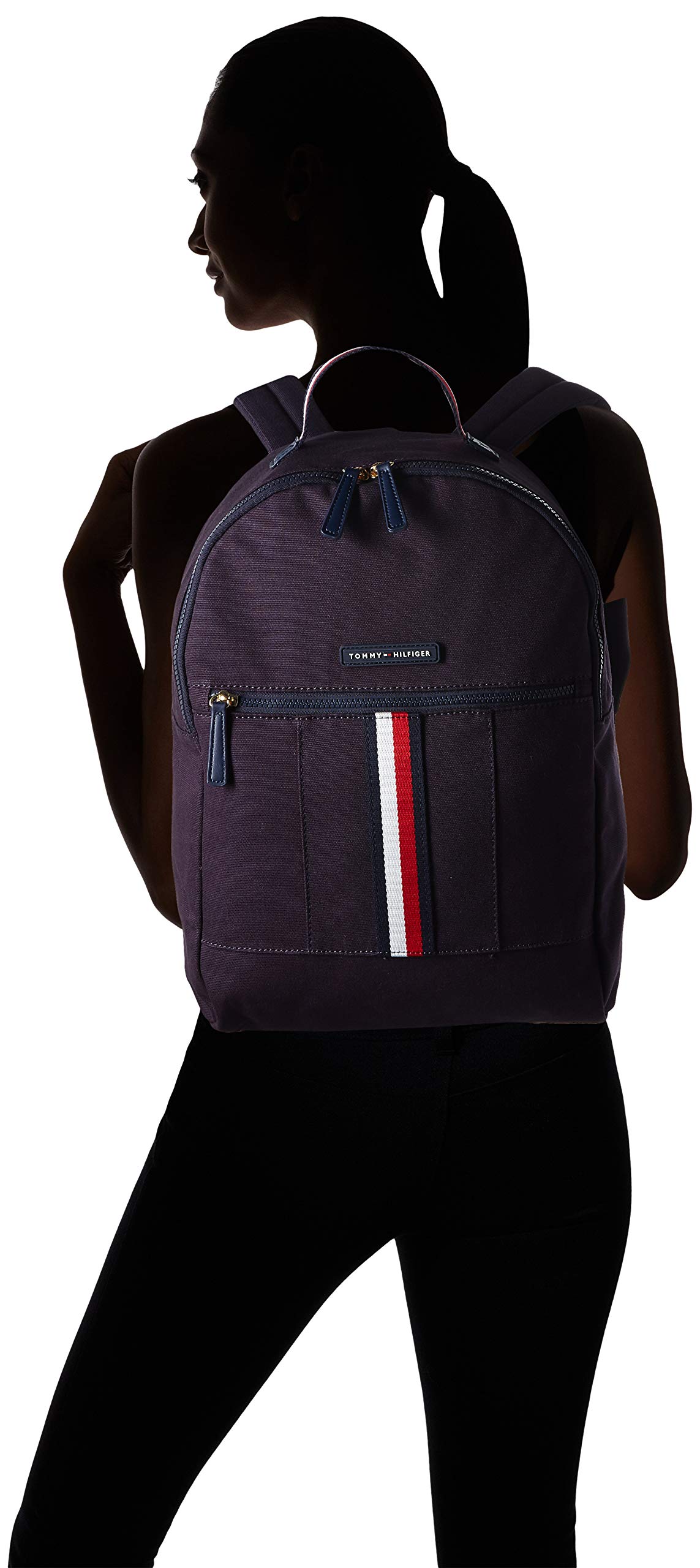 Tommy Hilfiger unisex adults for Women Th Flag Canvas Backpack, Tommy Navy, One Size US