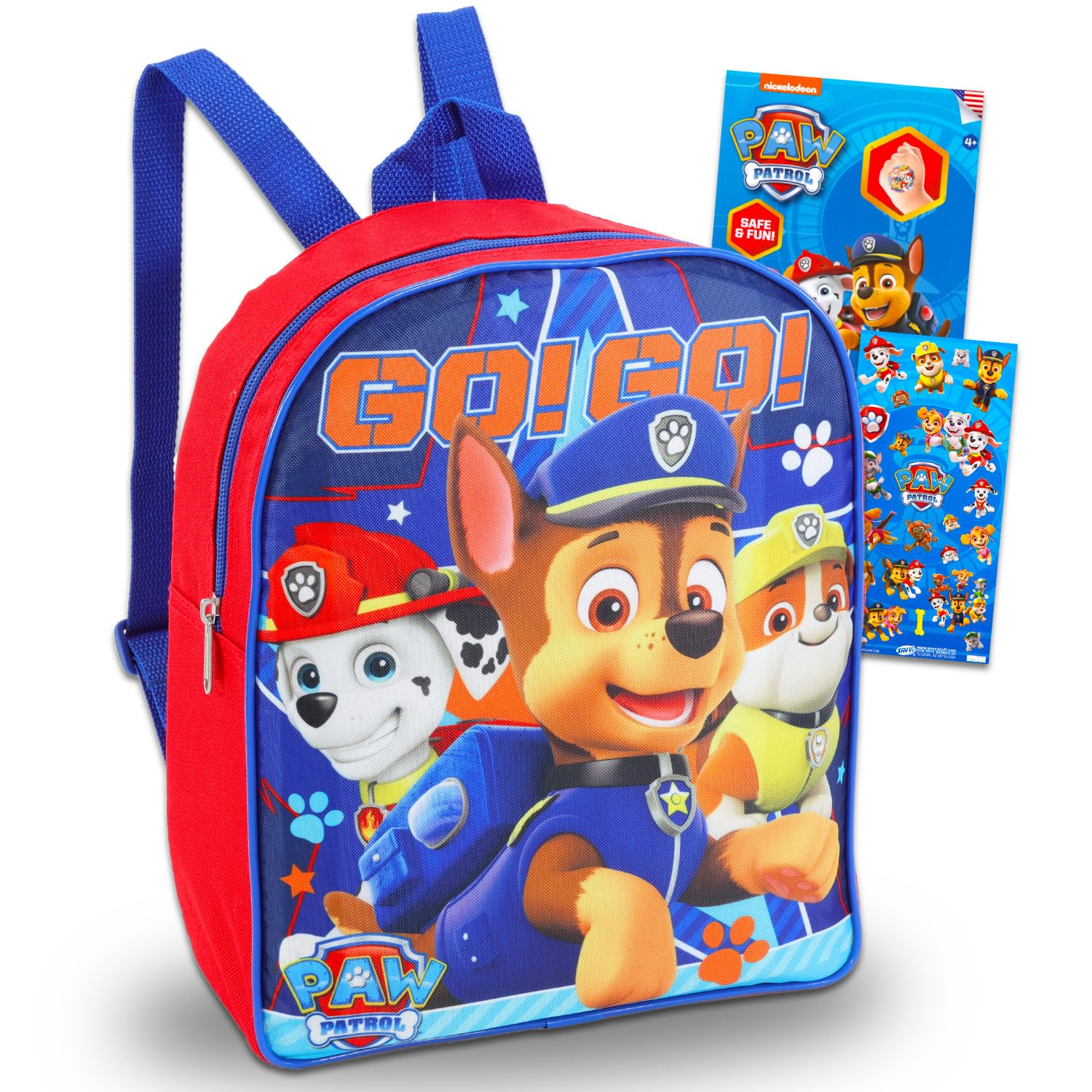 Paw Patrol Backpack for Boys Bundle ~ Premium 11" Paw Patrol Mini School Bag for Toddlers with Stickers and Tattoos (Paw Patrol School Supplies)