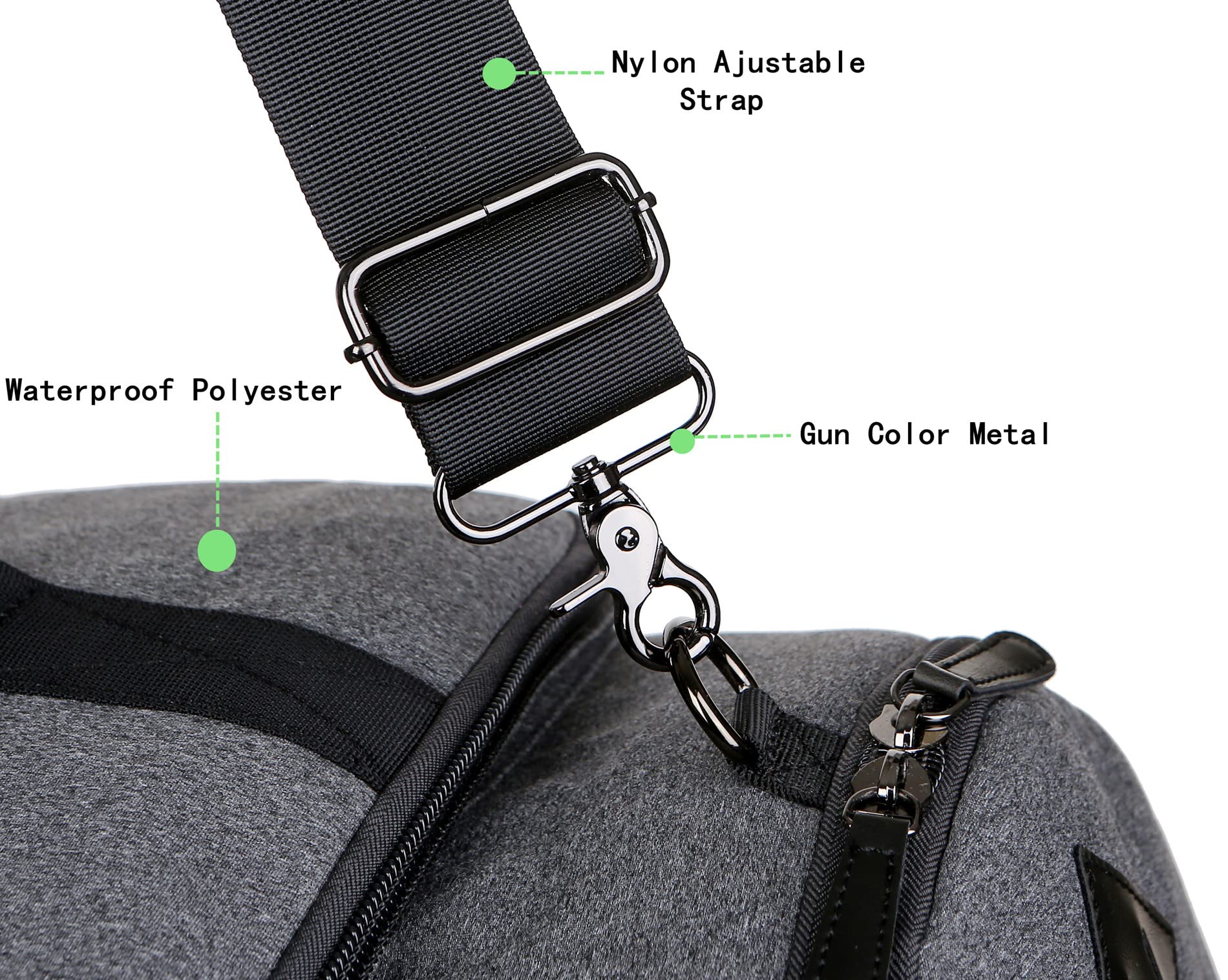 Waterproof Travel Sport Duffel Backpack Weekender bag Hybrid Hiking Rucksack Laptop Backpack for College HB-26 (Grey)
