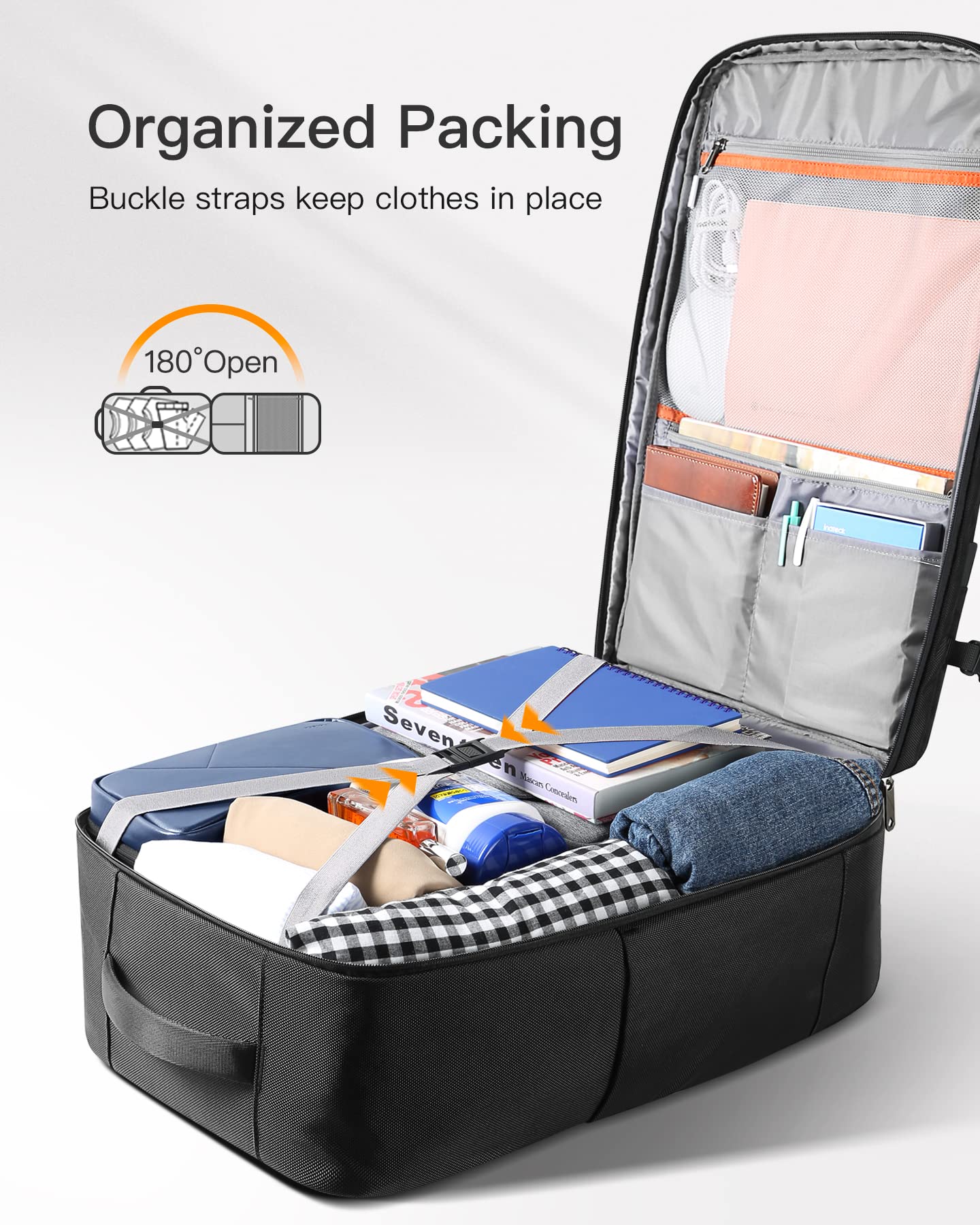 Inateck 42L Carry On Travel Backpack, Airline Approved Extra Large Cabin Luggage Backpack for women men Fit 15.6 Inch Laptop Notebooks for Weekender