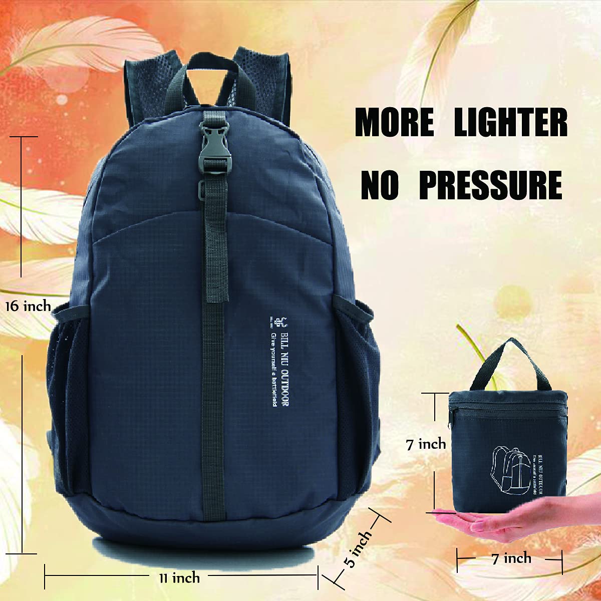 DUSWEN Foldable Backpack Lightweight Water Resistant Handy Outdoor Hiking Camping Bags for Women & Men (Gray)