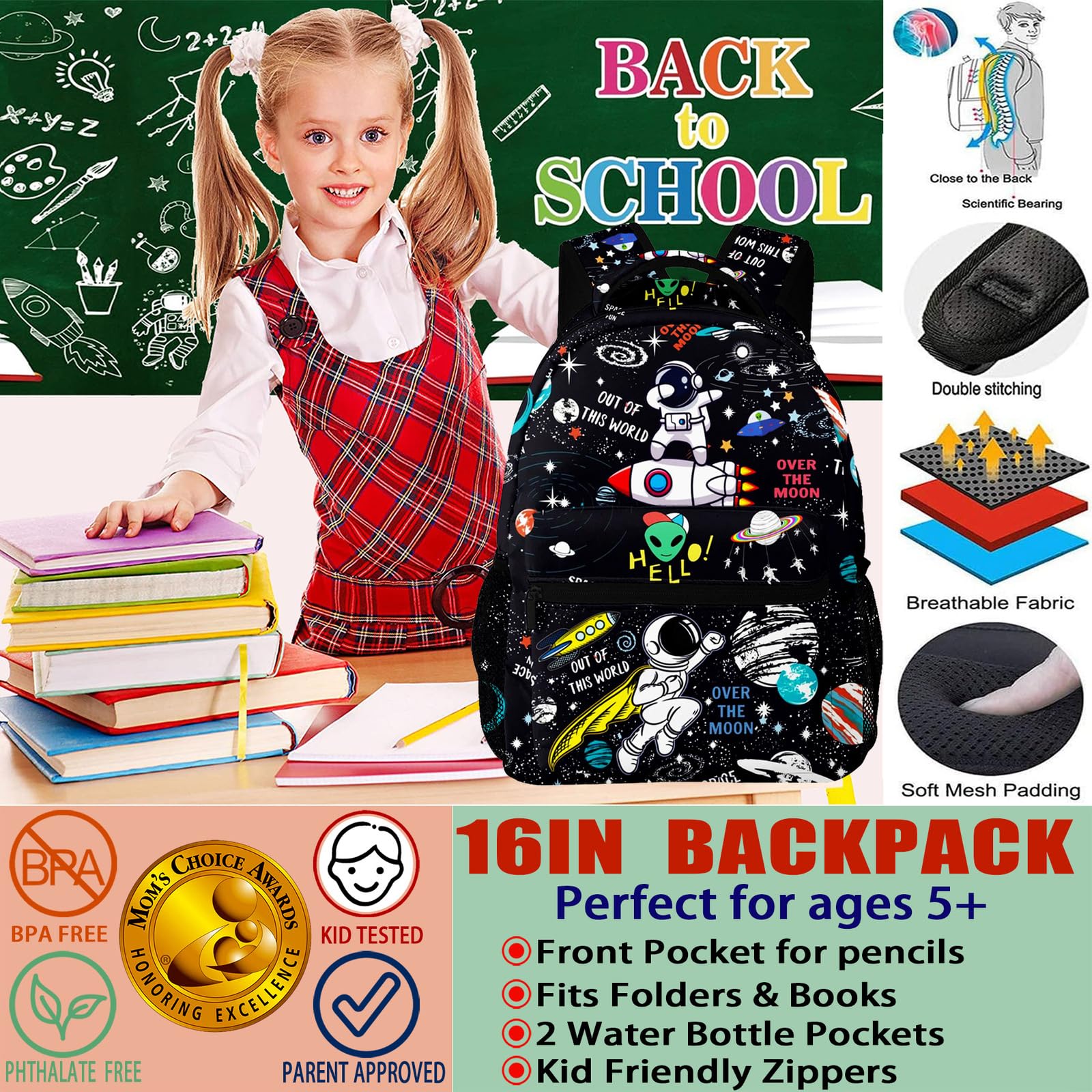 Space Astronaut Rocket Backpack for Boys Men Adjustable Strap Travel Laptop Backpack Outdoor Daypack for Men Women
