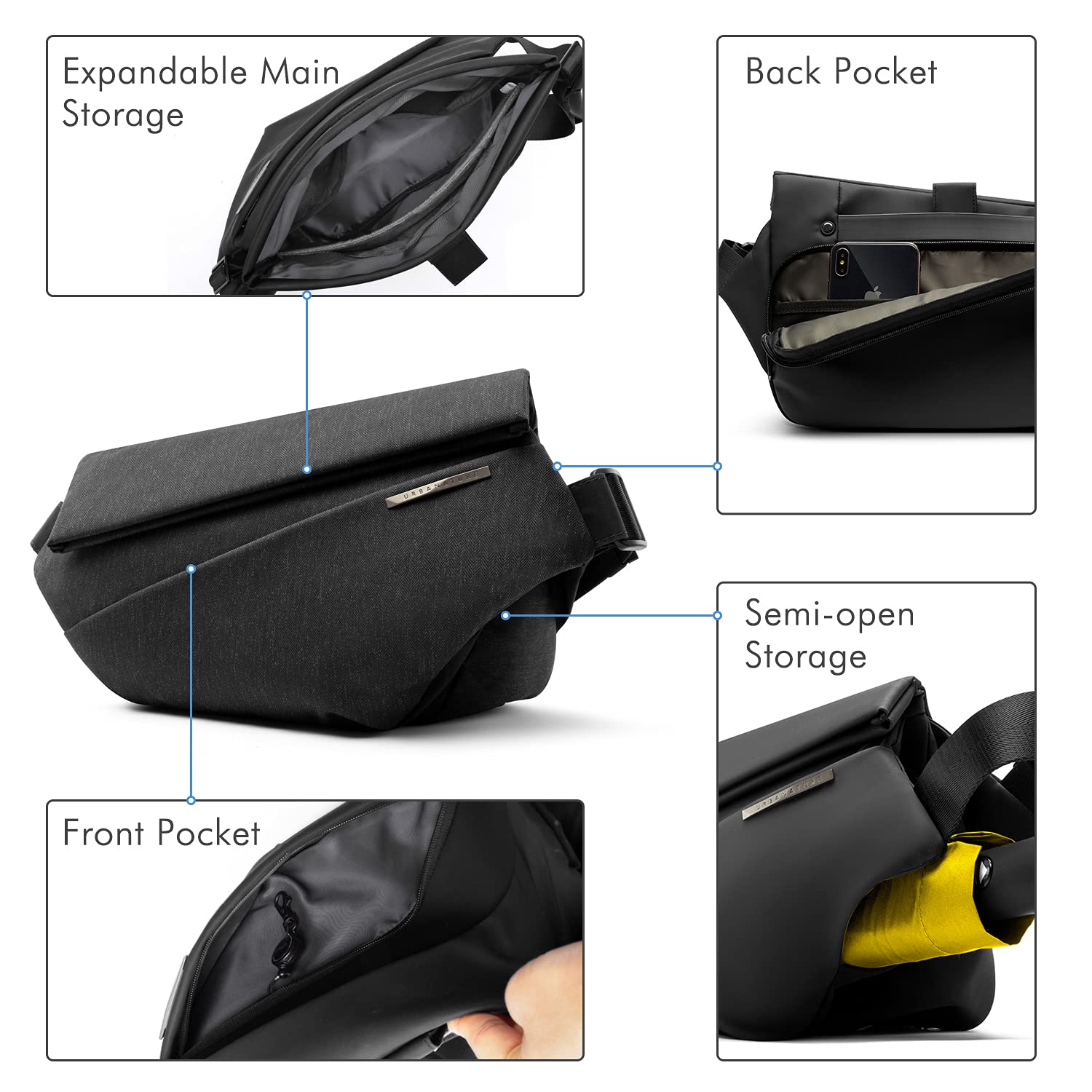 NIID Radiant Urban Sling Bag - Quick Access, Expandable, Multipurpose Crossbody Bag Water Resistant Chest Shoulder Backpack Messenger Bags for Travel Work