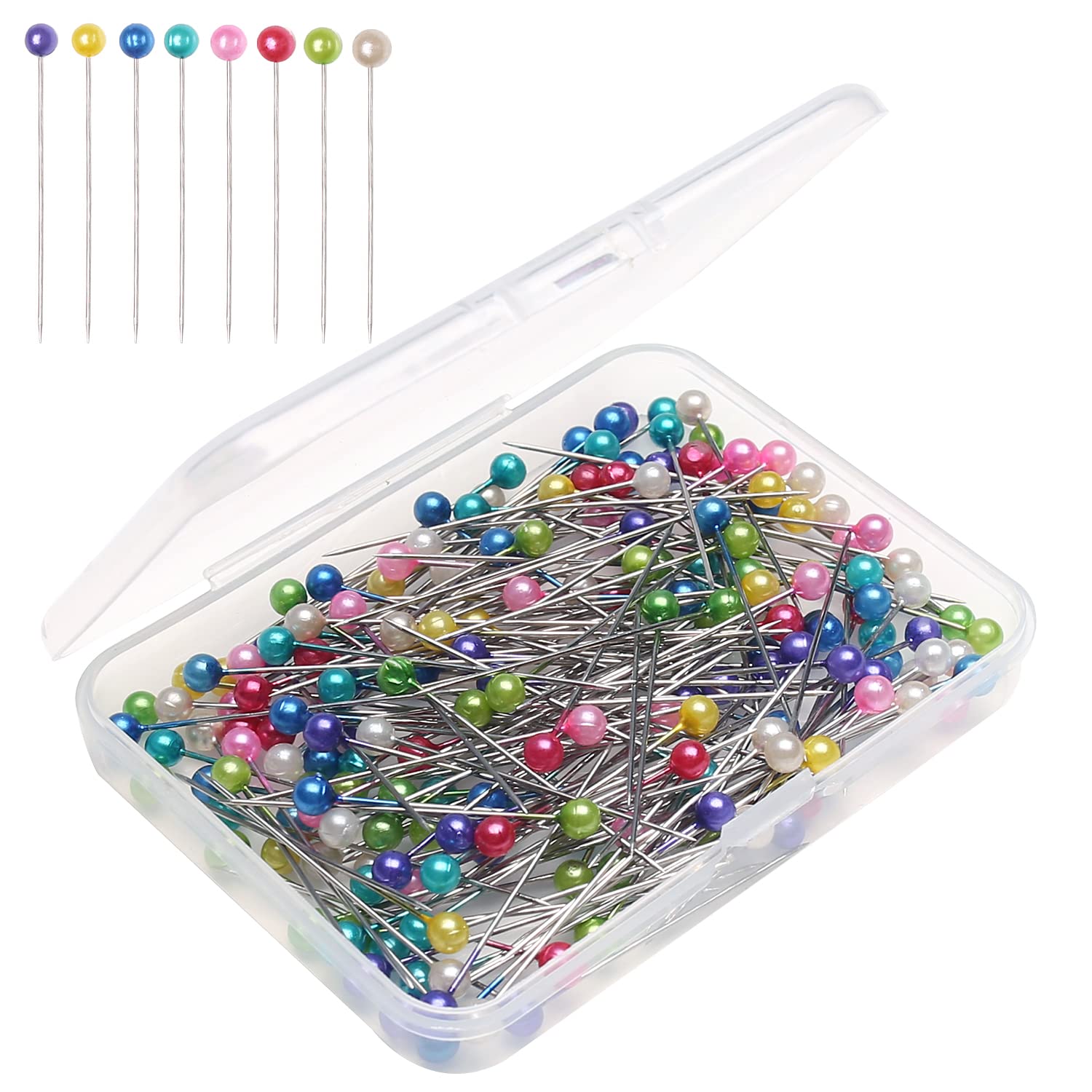 iminoo 200 pcs Multicolor Sewing Pins Plastic Head Straight Pins Craft Positioning Pins Fixed Sewing Marker Needle for Crafting Dressmaker, Jewelry Decoration and Other Crafts Making (Colorful 200)