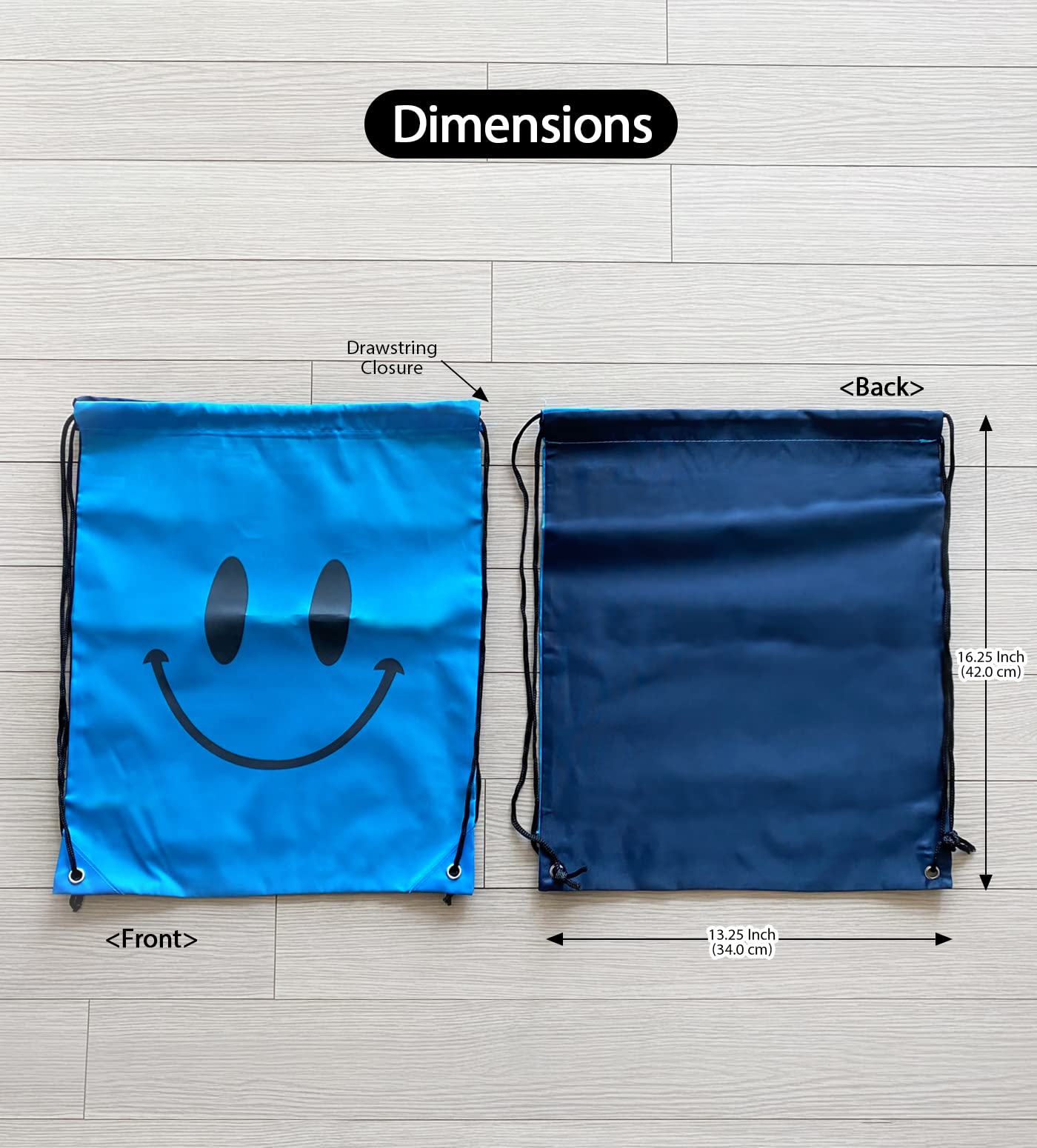 holawit Cute Positive Smile Happy Face Fun Design Drawstring Sack Gym String Bag Sports Backpack Lightweight Daily Sackpack - Pink
