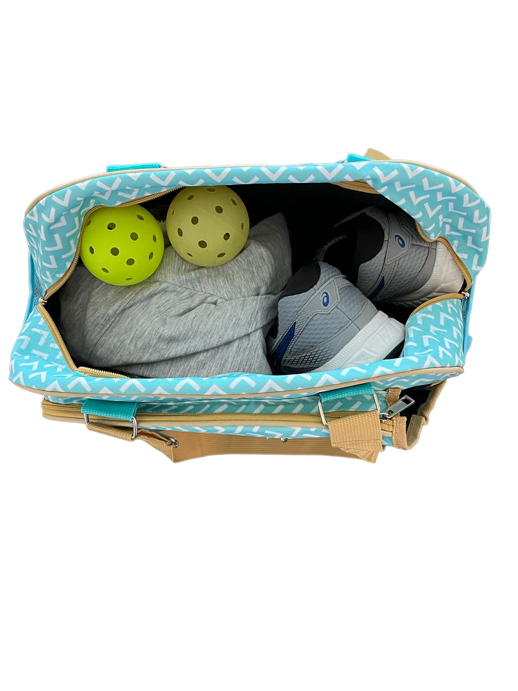 Pickleball - "Inspired" - Designer Women's Premium Side-Pocket Duffle Bag | Made Exclusively For Pickleball! | Includes a "Fitted" Paddle Case Designed To Store And Protect Your Paddles.