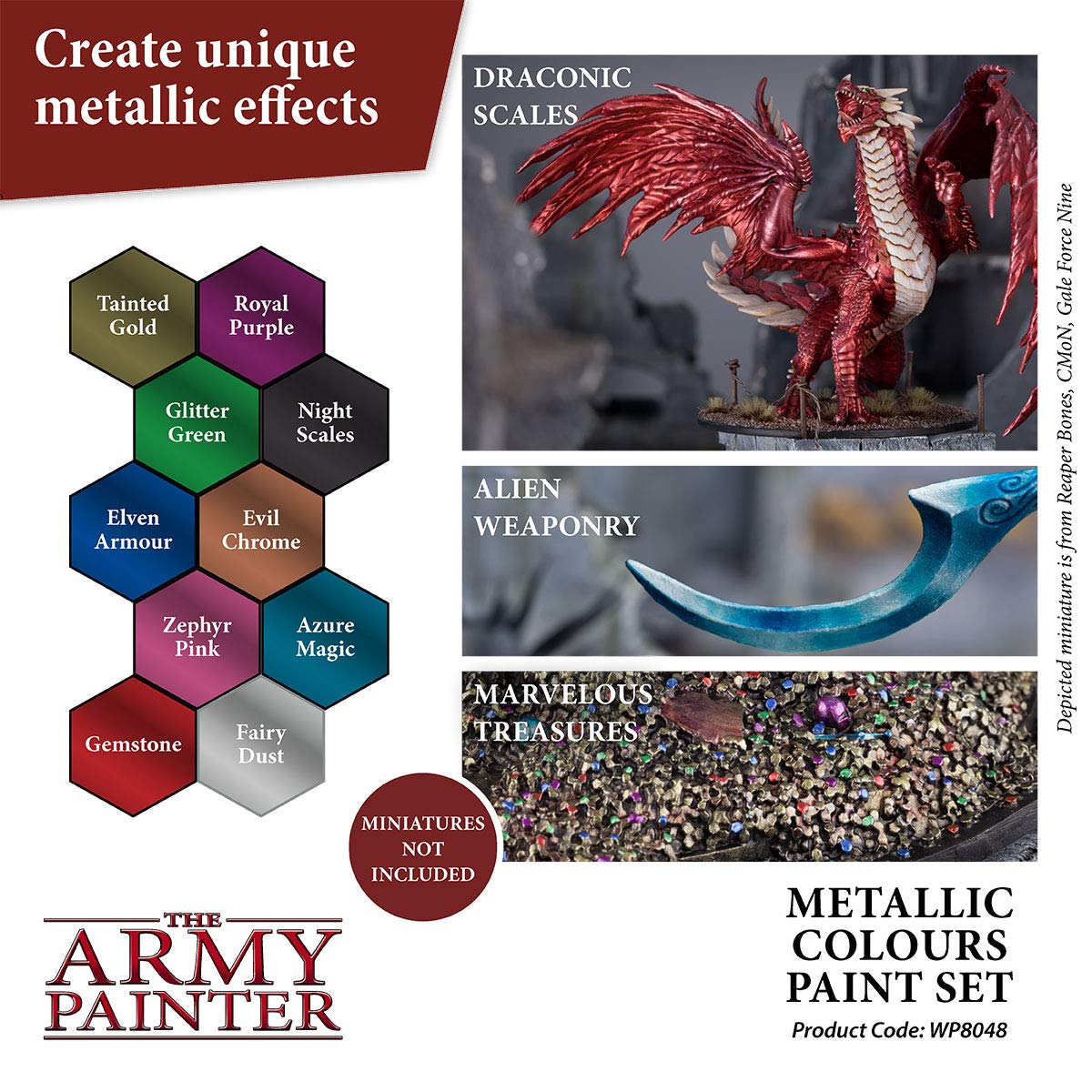 The Army Painter - Metallic Colours Paint Set - Hobby Acrylic Paint Set of 10 Metallic Acrylic Paint - Includes Tainted Gold Acrylic Paint Metallic - Acrylic Hobby Paint Set of Acrylic Metallic Paint