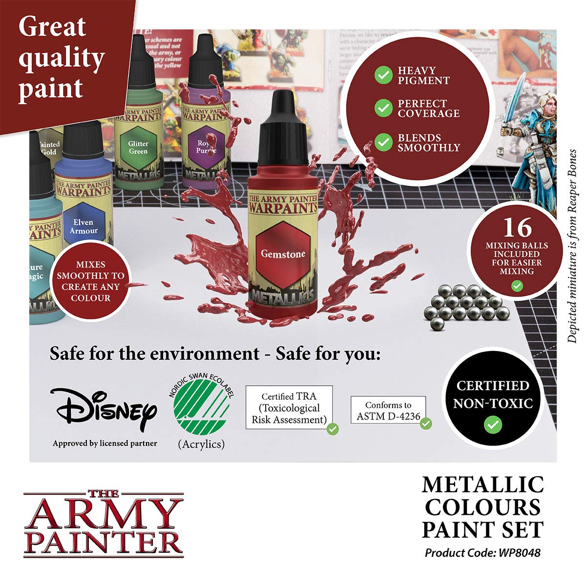 The Army Painter - Metallic Colours Paint Set - Hobby Acrylic Paint Set of 10 Metallic Acrylic Paint - Includes Tainted Gold Acrylic Paint Metallic - Acrylic Hobby Paint Set of Acrylic Metallic Paint