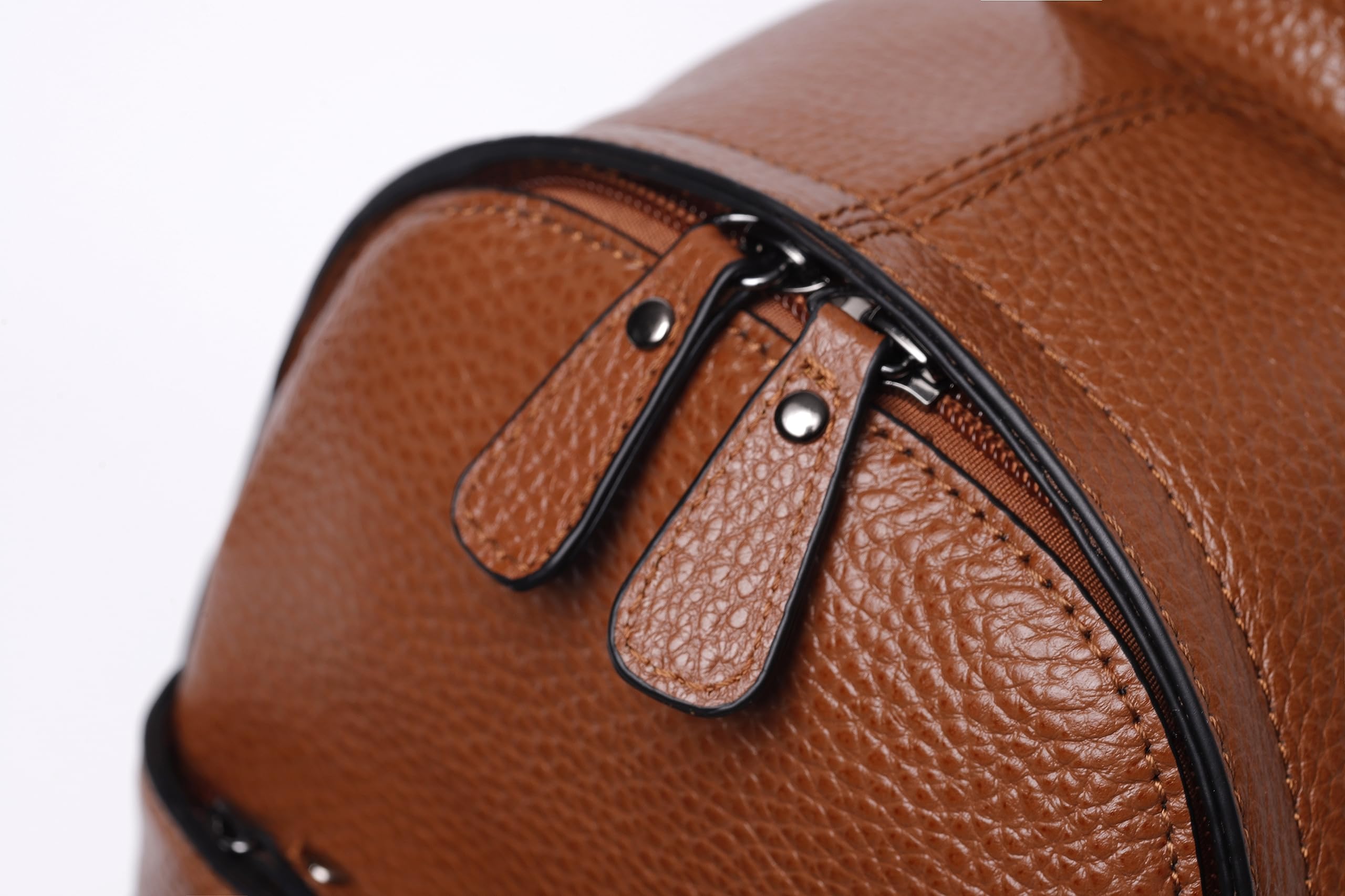 Genuine Leather Shoulder Backpack For Men Women Sling Crossbody Bag For Travel Crossbody Backpack with Charging Port - Black