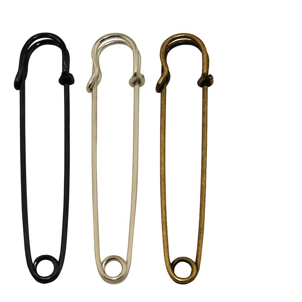 Wish Hally Wood Set of 12pcs Extra-Large 4" Steel Safety Pins - Blankets, Skirts, Kilts, Crafts ⦠(12pcs)