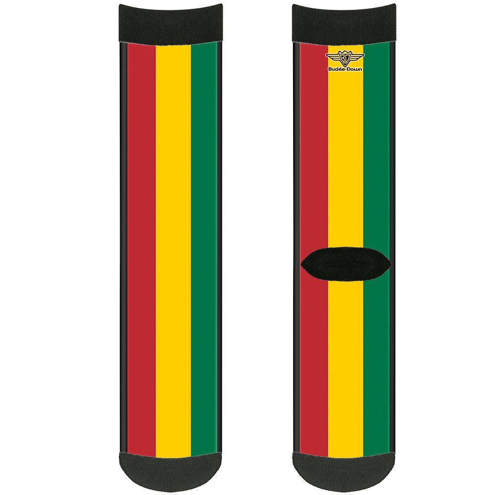 Buckle-Down Unisex-Adult's Socks Rasta Crew, Multicolor