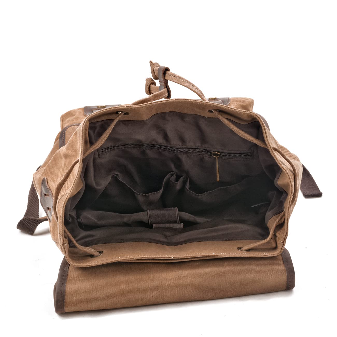 WUDON Canvas Leather Backpack for Men - Vintage Canvas Shoulder Rucksack for School Flight Hiking