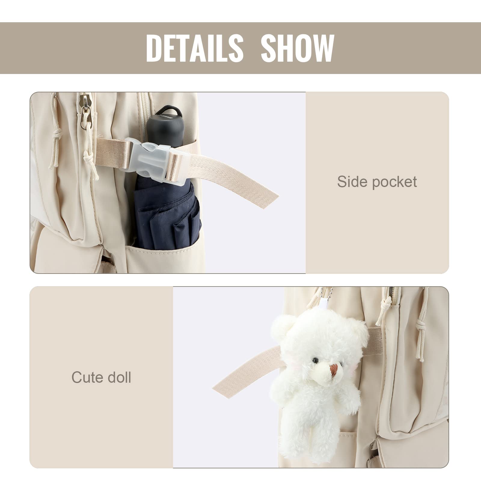 Freie Liebe Kawaii School Backpack for Girls Cute Aesthetic Backpack School Bookbag with Pin and Accessories