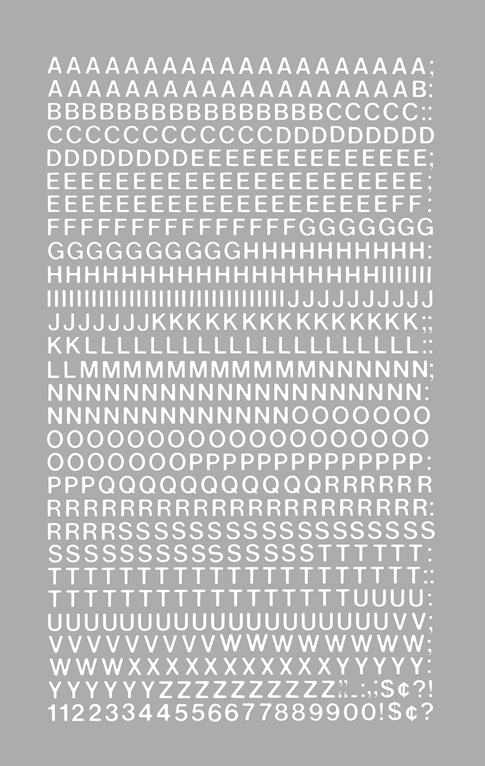 Chartpak Self-Adhesive Vinyl Capital Letters and Numbers, 1/4 Inches High, White, 610 per Pack (01006)