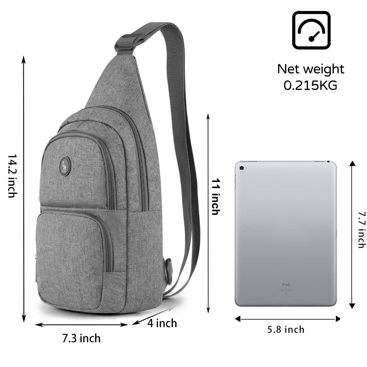 OIWAS Small Sling Backpack for Men Women Travel Crossbody Shoulder Bag Chest Hiking Daypack Black
