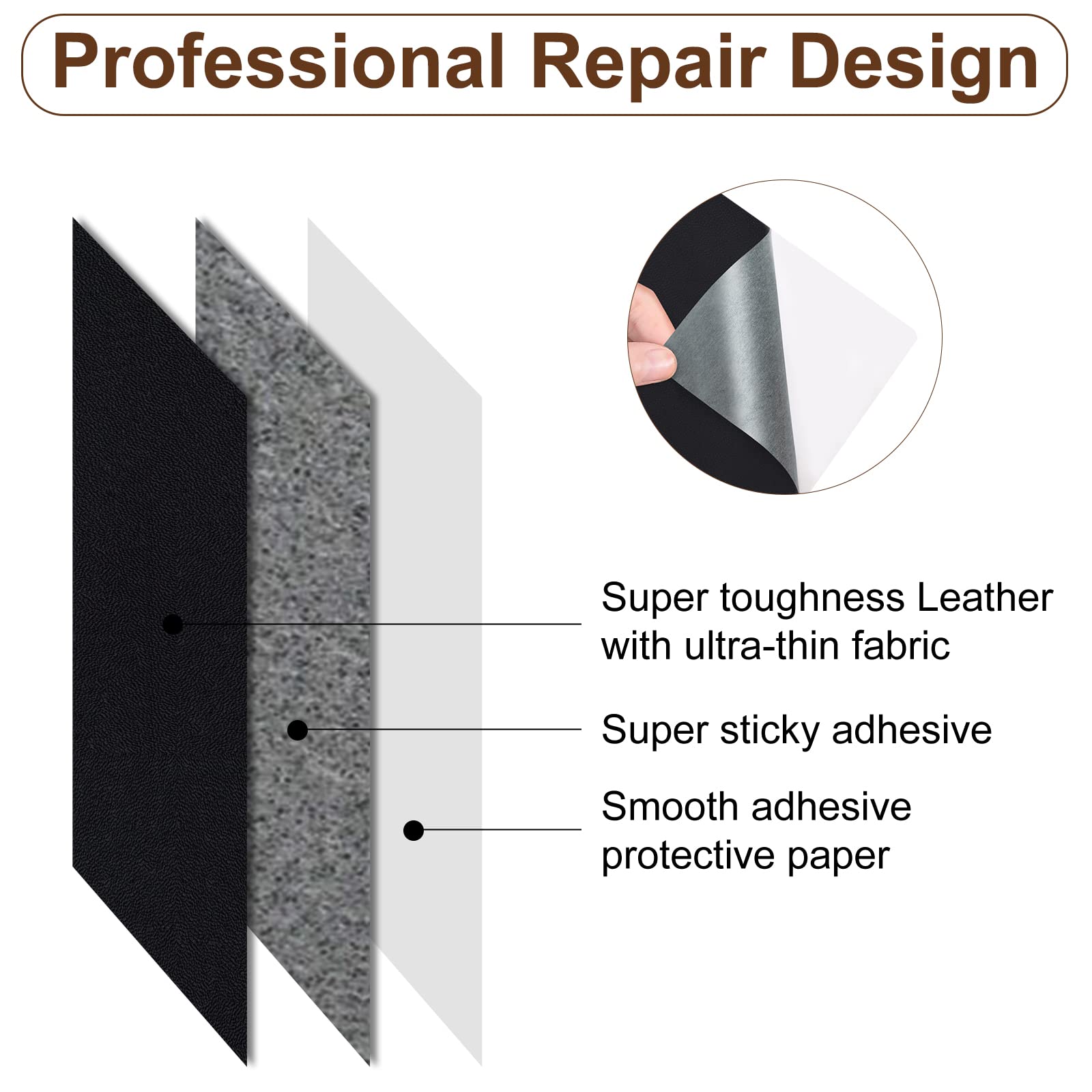 Leather Repair Patch 8×11 inch Strong Adhesive Repair Tape, Anti Scratch Patch for Couch, Sofas, Car Seat, DIY Furniture Upholstery, Handbags, Jackets First Aid Stick On Patch(Black)