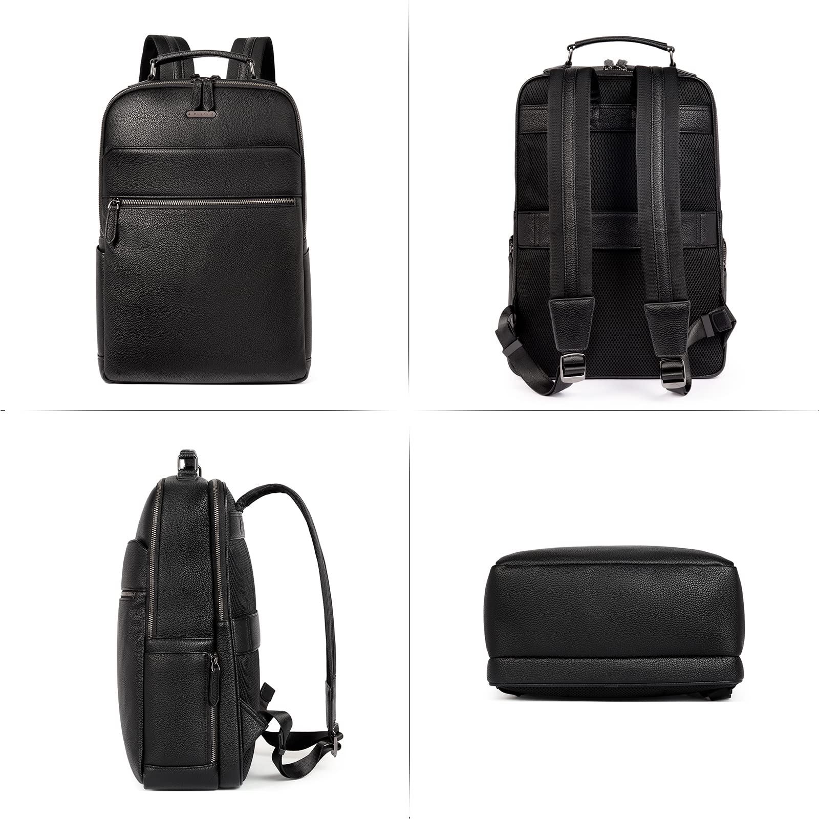 CLUCI Leather Backpack for Men 15.6 Inch Laptop Business Work Travel Casual Large Vintage Daypack Black