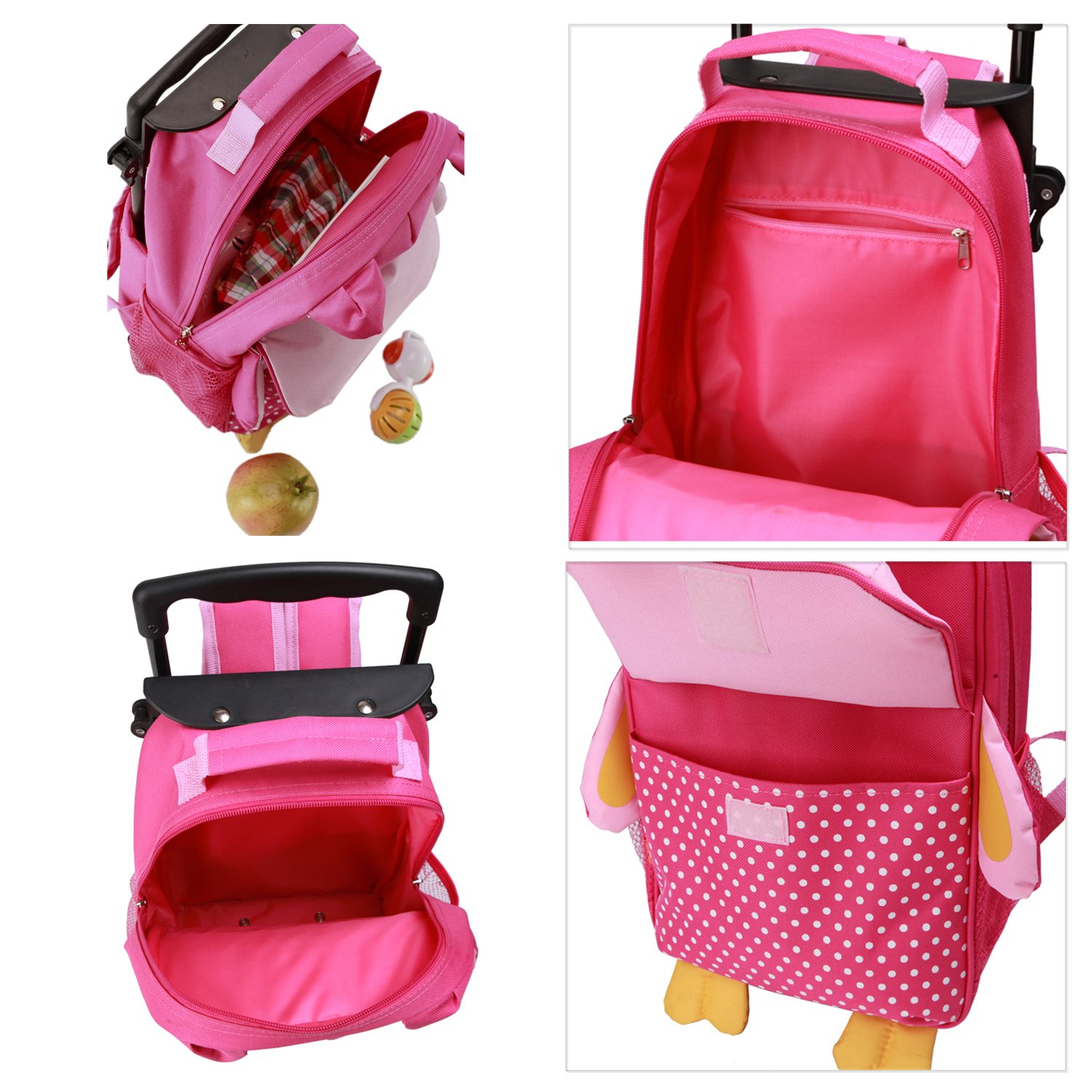 yodo Zoo 3-Way Kids Suitcase Luggage or Toddler Rolling Backpack with wheels, Medium Owl