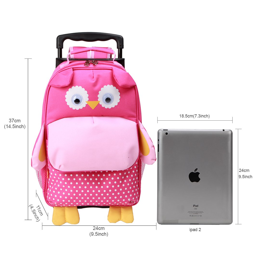 yodo Zoo 3-Way Kids Suitcase Luggage or Toddler Rolling Backpack with wheels, Medium Owl