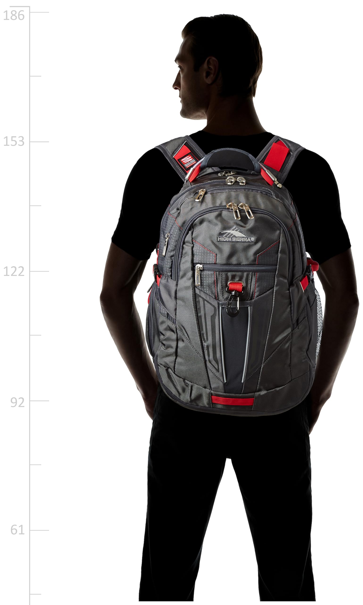 High Sierra XBT - Business Laptop Backpack, Mercury/Crimson, One Size