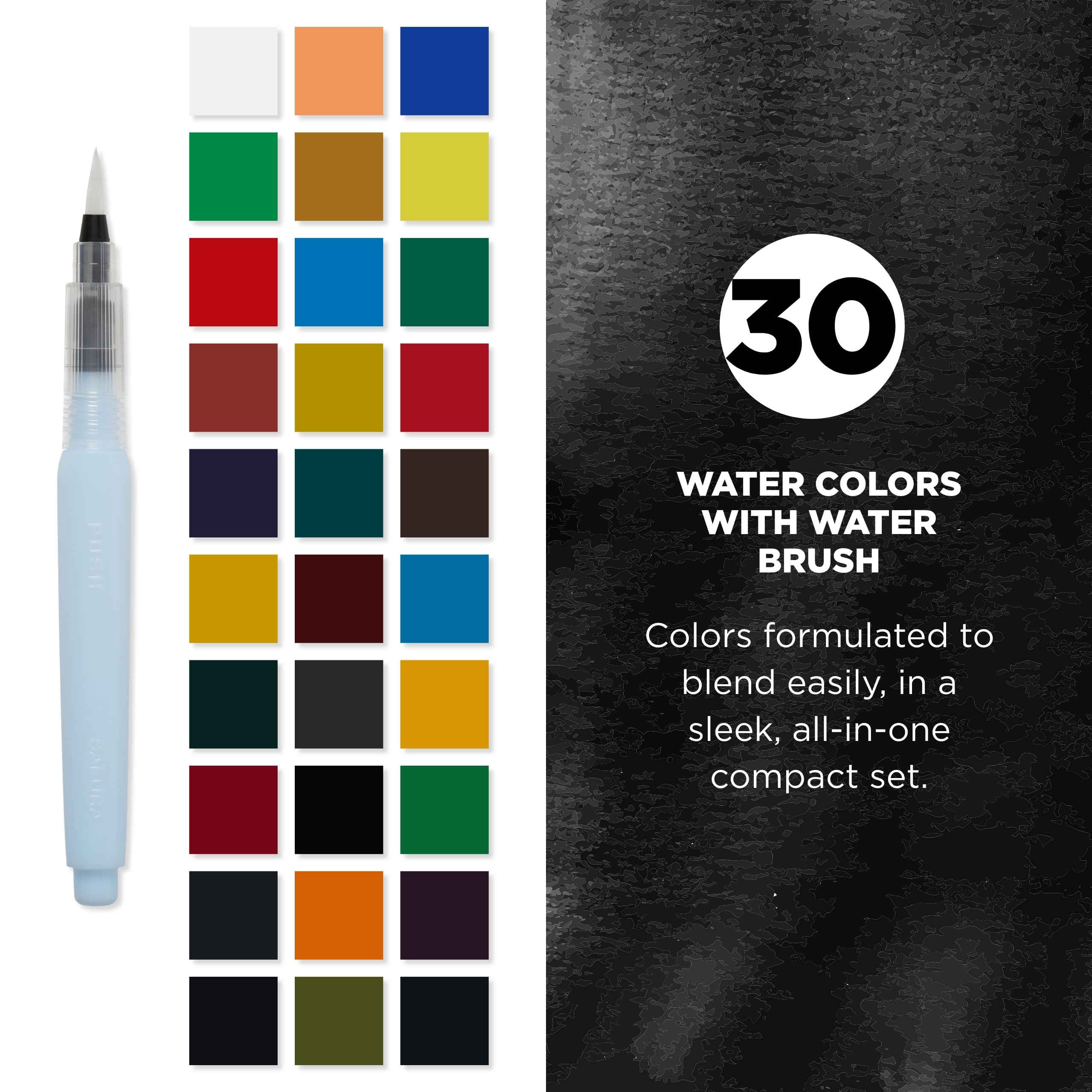 SAKURA Koi Pocket Field Sketch Kit - Watercolor Sets for Painting On the Go - 30 Colors - 1 Water Brush - 1 Sponge - 1 Mixing Palette