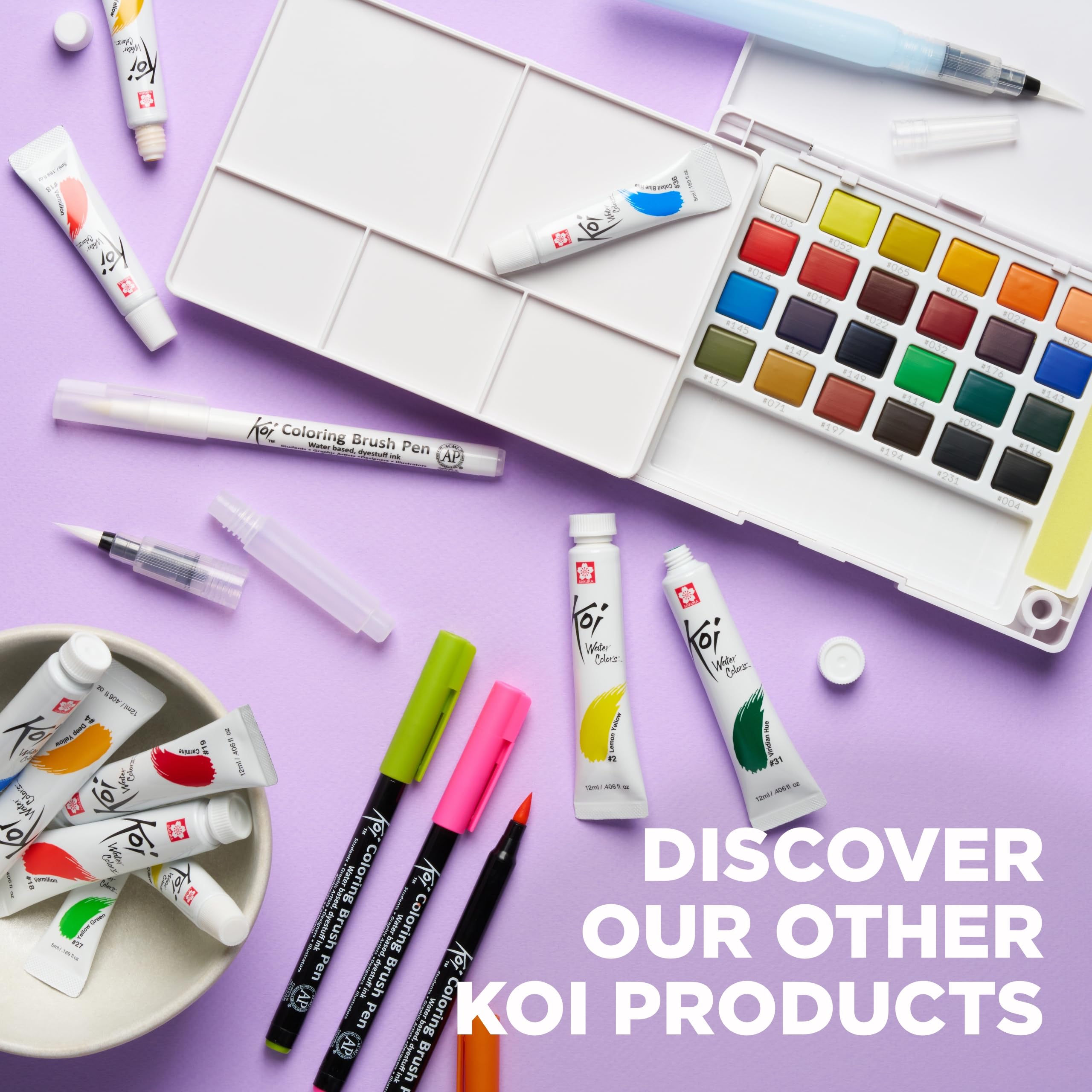 SAKURA Koi Pocket Field Sketch Kit - Watercolor Sets for Painting On the Go - 30 Colors - 1 Water Brush - 1 Sponge - 1 Mixing Palette