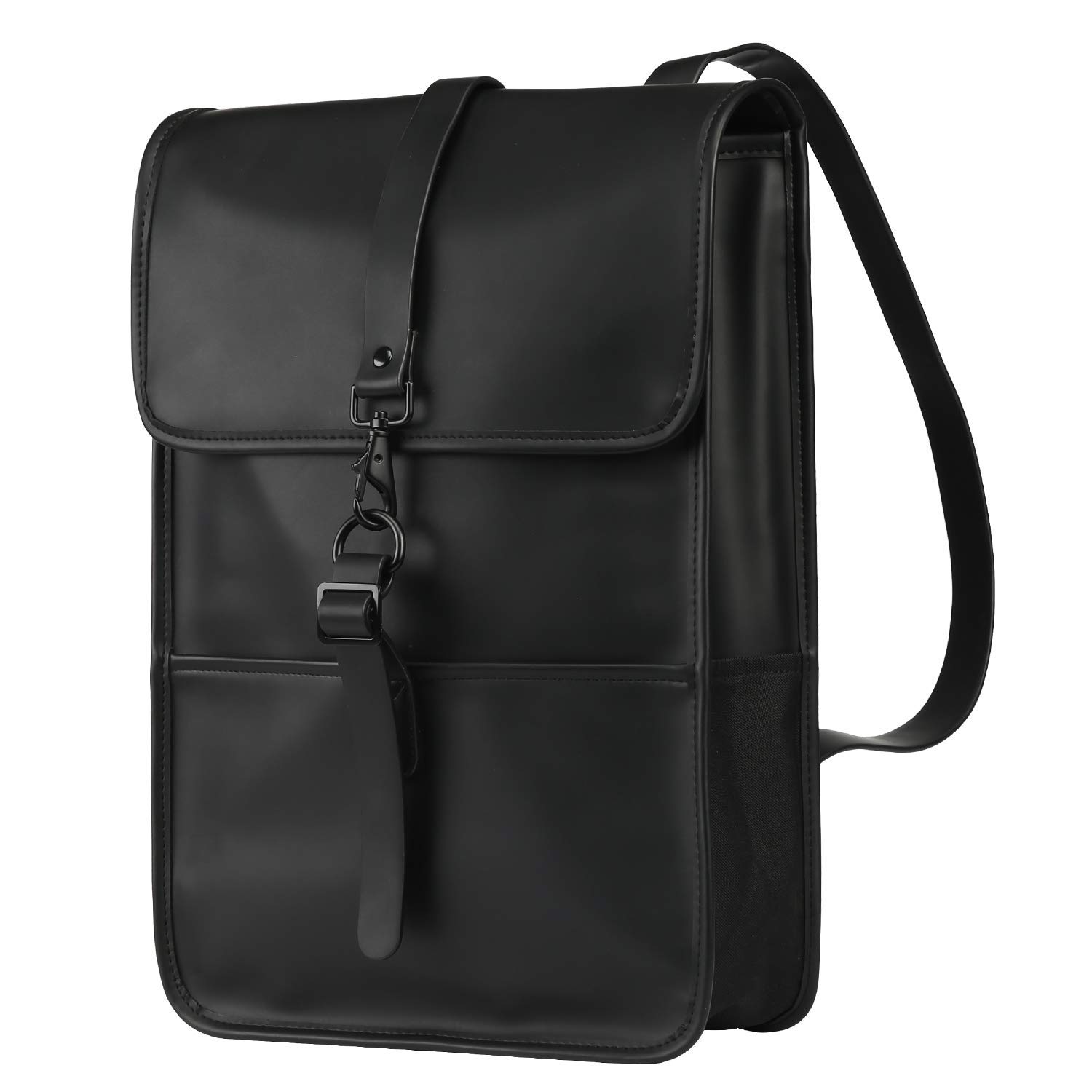 Cartinoe Waterproof Backpack Purse PU Leather School College Bookbag Slim Laptop Backpack 15 15.6 Inch Fashion Thin Bag Casual Vintage Bag for Women/Men, Boys/Girls for School,Business, Black