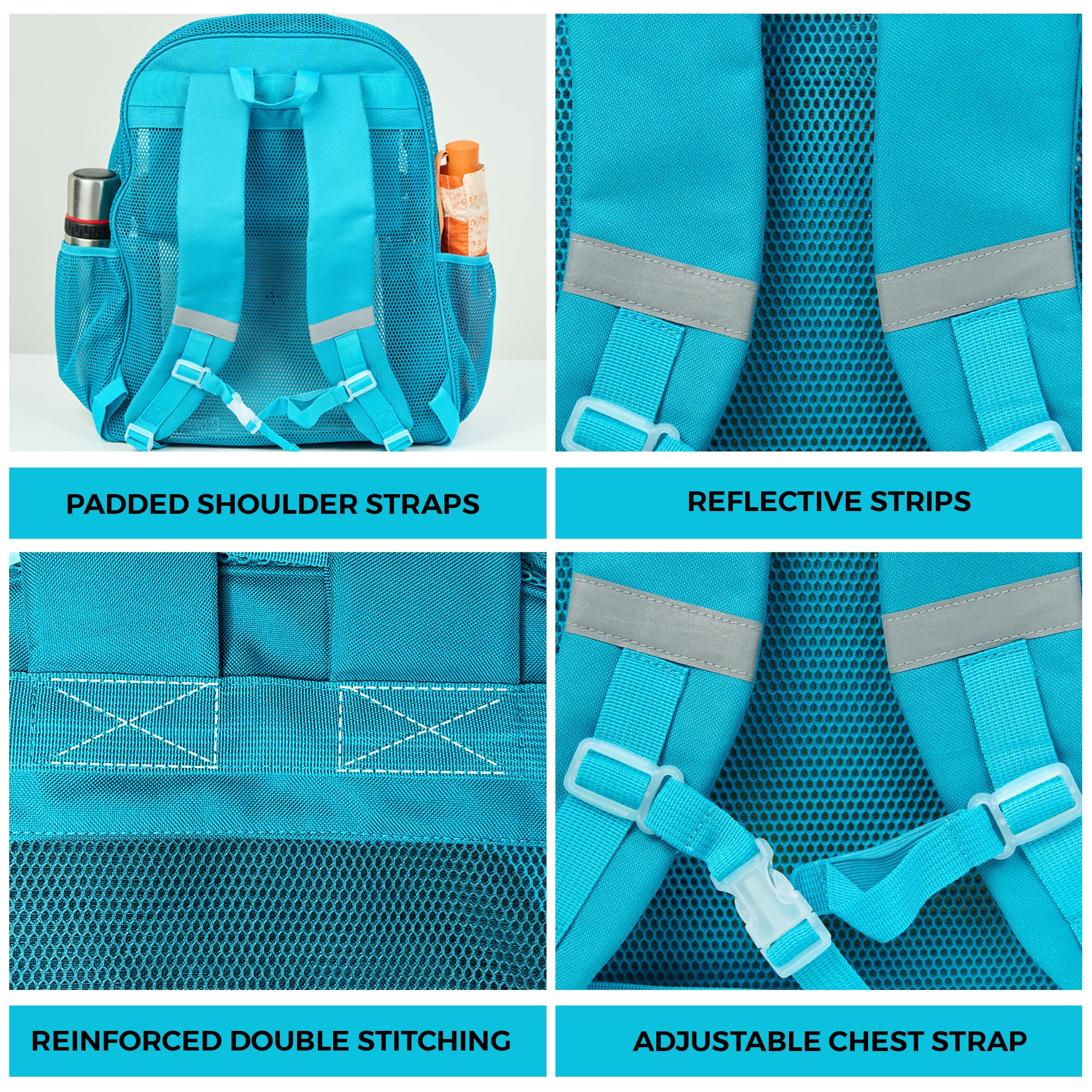 SHYLERO Mesh Backpack XXL (36L) - Lightweight Heavy-Duty Clear Backpack Made of Reinforced 3D Mesh - H19.6 xW15 xD7