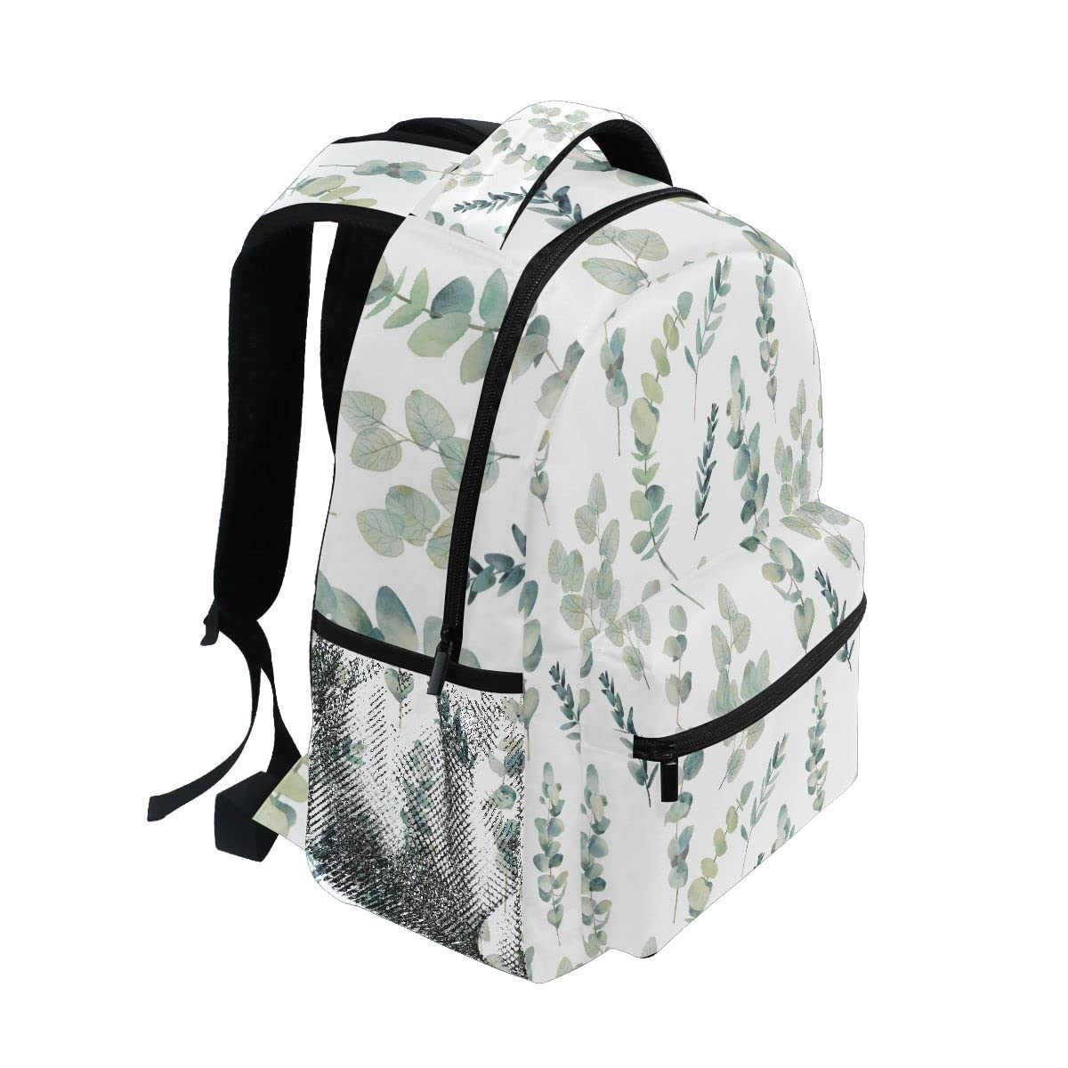 Green Sage School Backpack for Kids Boy Girls Eucalyptus Leaf School Bag Daypack Spring Floral Laptop Bookbags Camping Travel Outdoor Shoulder Bag