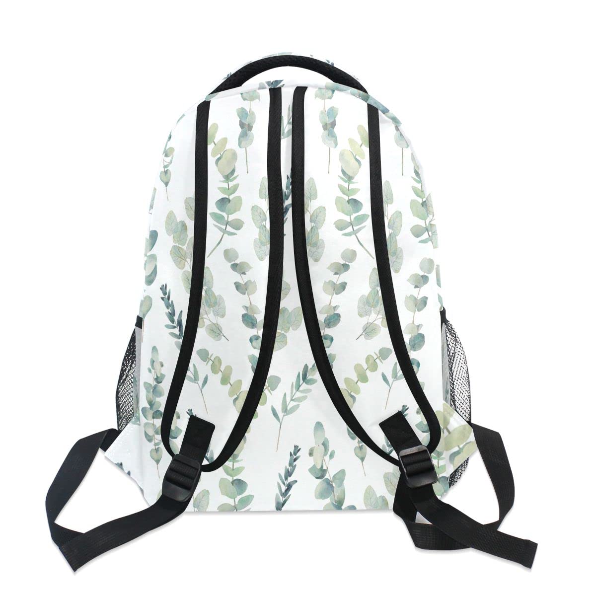 Green Sage School Backpack for Kids Boy Girls Eucalyptus Leaf School Bag Daypack Spring Floral Laptop Bookbags Camping Travel Outdoor Shoulder Bag