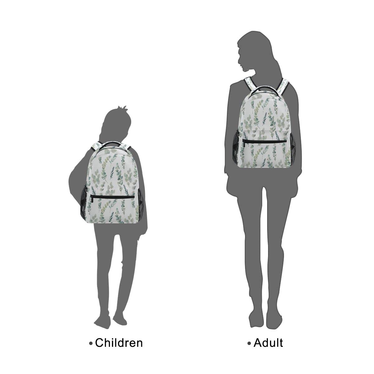 Green Sage School Backpack for Kids Boy Girls Eucalyptus Leaf School Bag Daypack Spring Floral Laptop Bookbags Camping Travel Outdoor Shoulder Bag