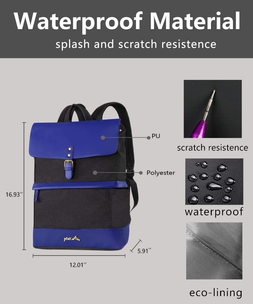 MEL JUN Laptop Backpack for School and Travel , 15.6 Inch Durable Casual Laptop Computer Backpack, Waterproof Resistant College Bookbag Gifts for Men Women -Grey with Blue