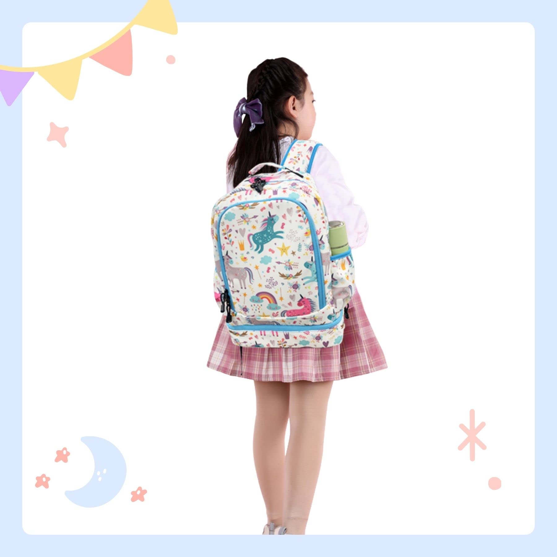 BASICPOWER Kids Backpack for Teen Girls Boys, Lightweight Water Resistant Pattern Backpacks for Preschool Kindergarten