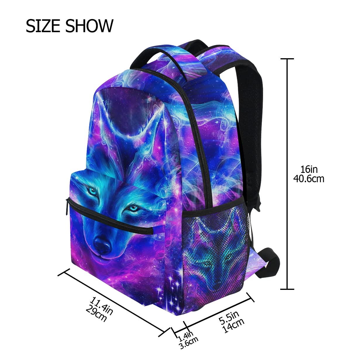 Starry Wolf Kids Backpack for Boys Classic School Bookbag Perfect Size for School and Travel Backpacks