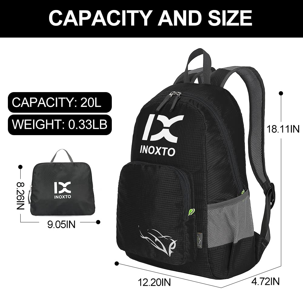 INOXTO 20L Lightweight Hiking Backpack Small Foldable Hiking Daypack for Outdoor Hiking Travel Camping , Packable Travel Backpack for Women Men